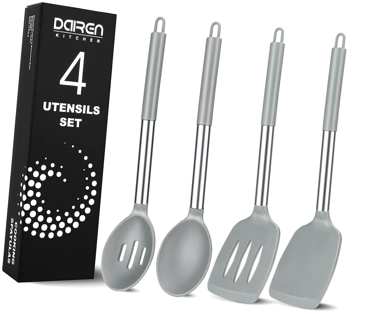 Dreamtimes Collection of 4 Large Silicone Cooking Spatulas and Spoons ...