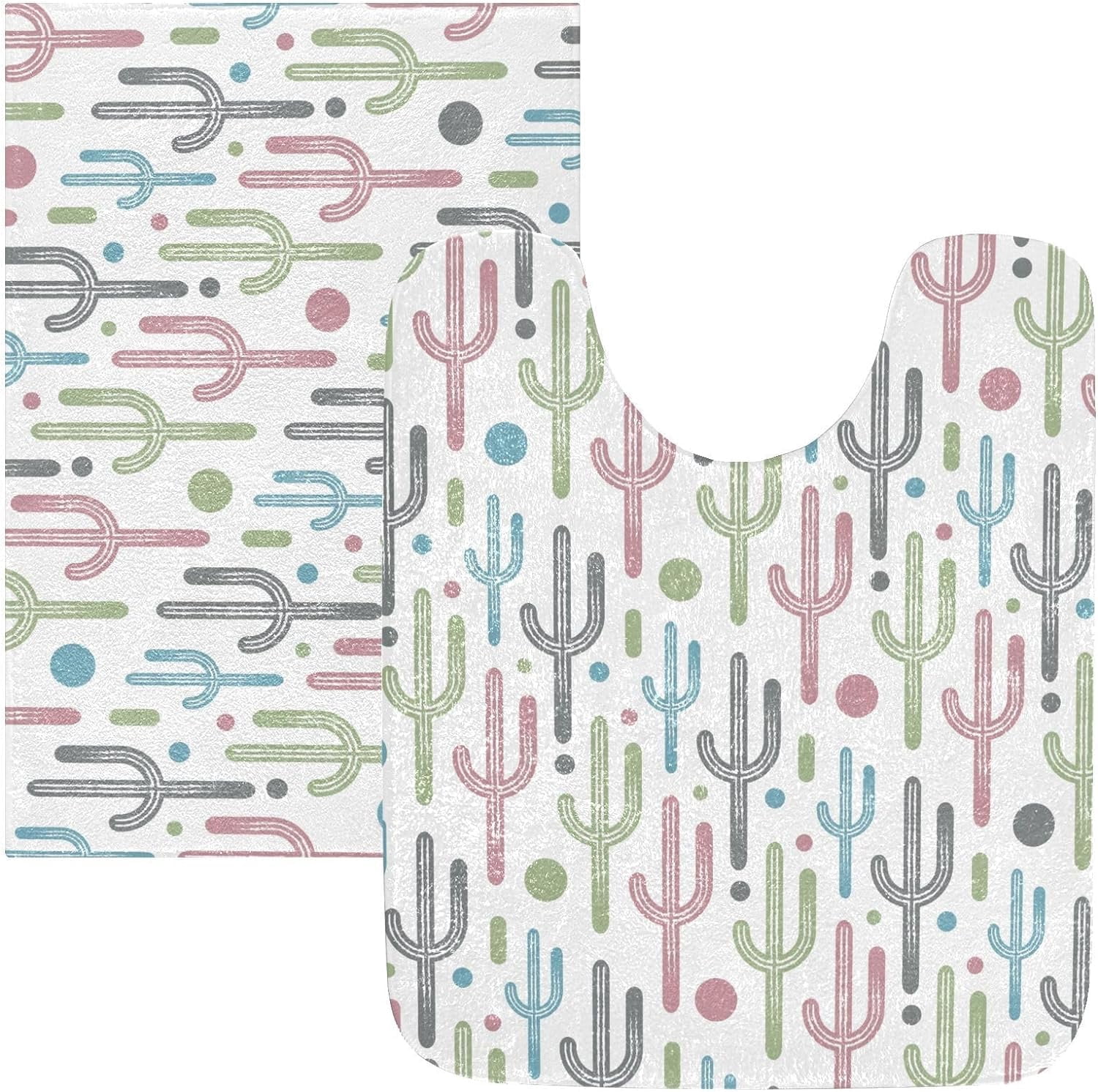 Dreamtimes Colorful Cactus Cacti Polka Dot Bath Mat for Bathroom Shower ...