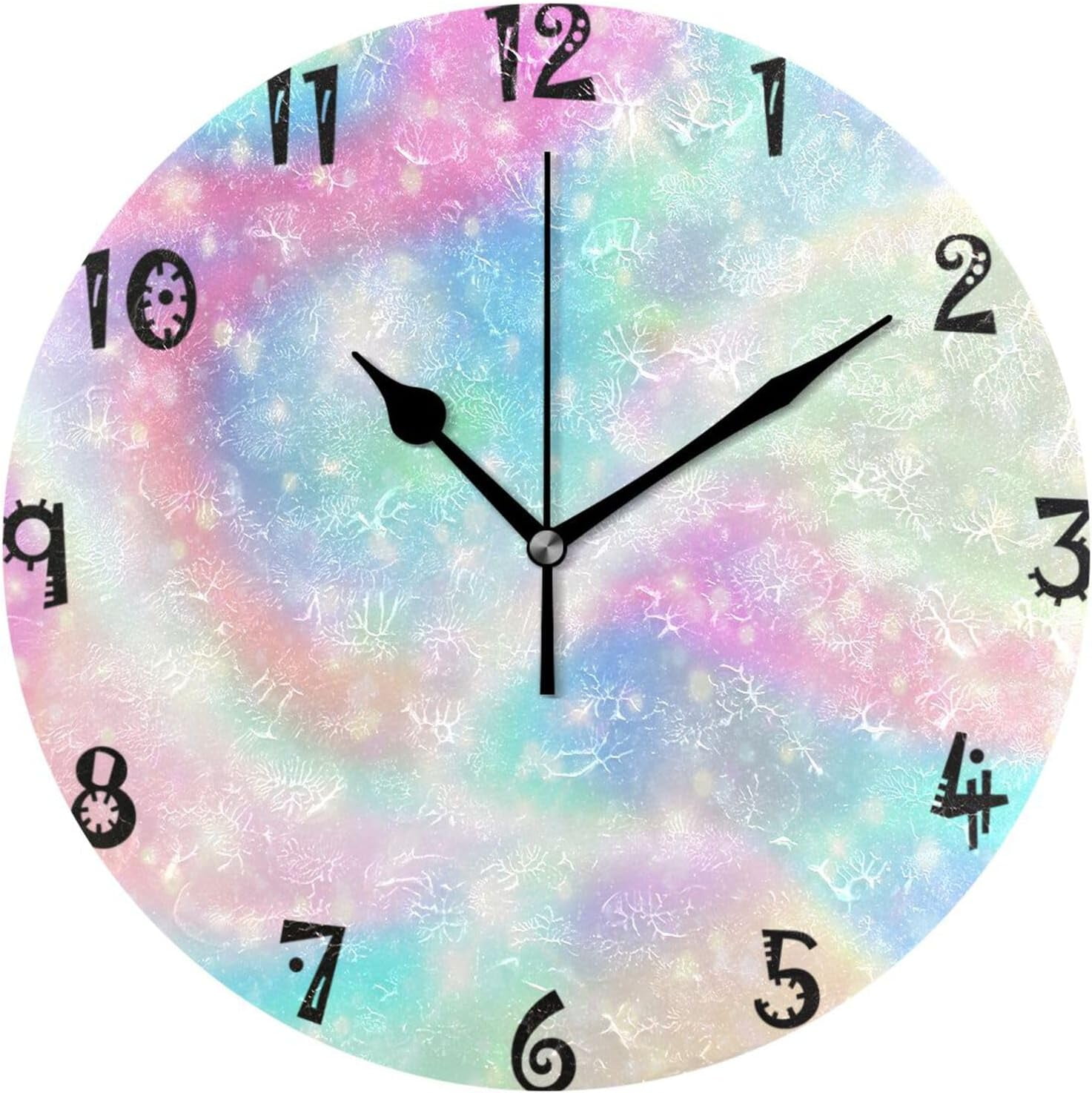 Dreamtimes Colorful Dream Galaxy Wall Clock,Silent Non Ticking 10 Inch ...