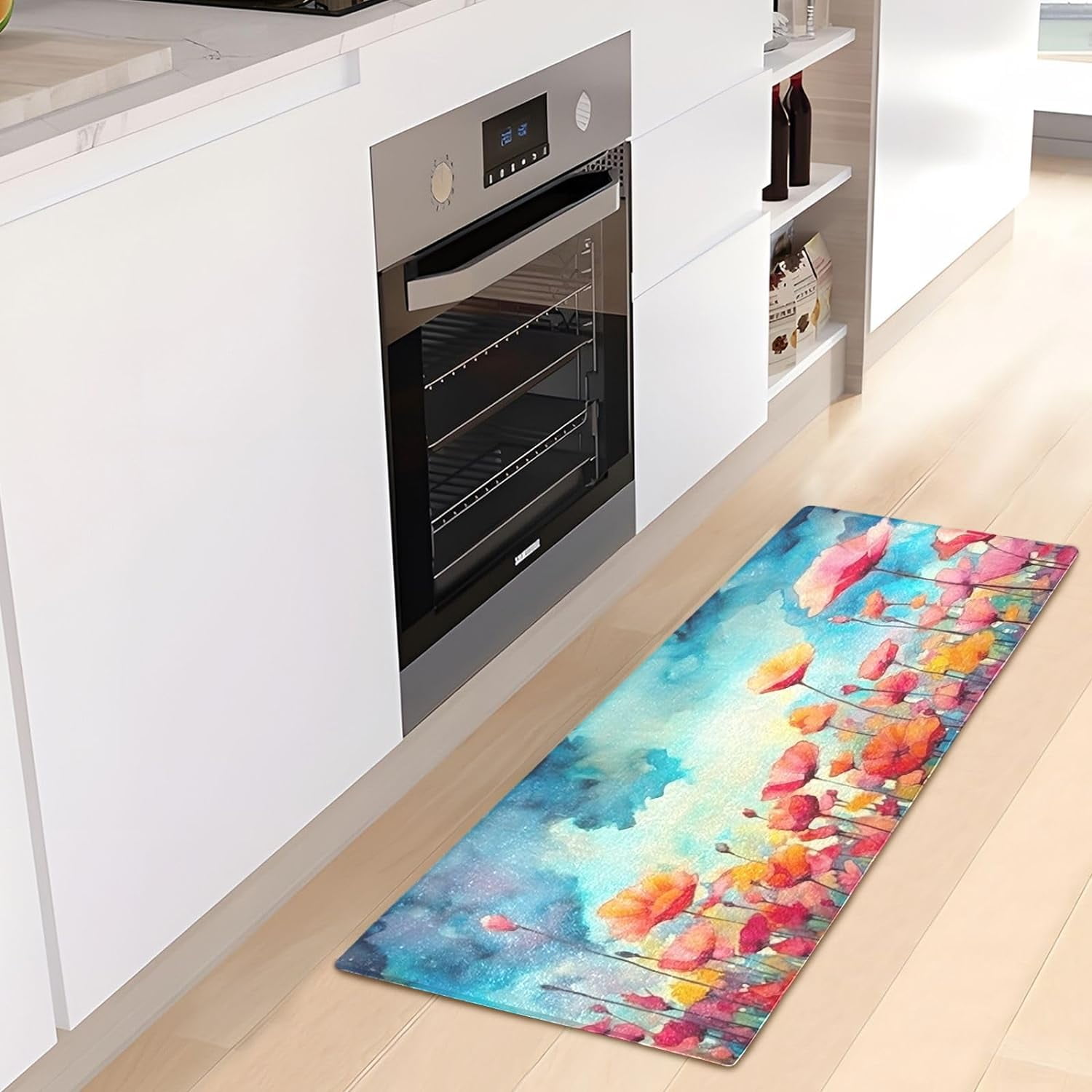 Dreamtimes Colorful Flowers Kitchen Mat 20"x39", Non Skid Kitchen ...