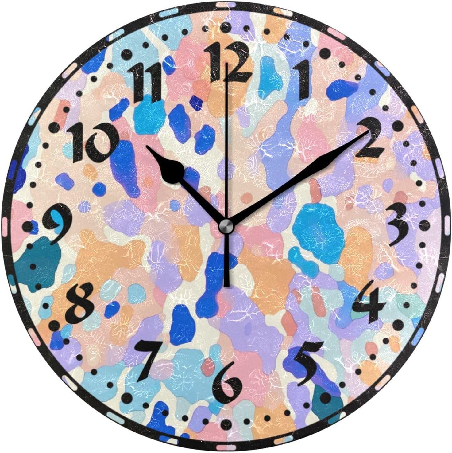 Dreamtimes Colorful Leopard Print Wall Clock, Silent Non Ticking 10 ...