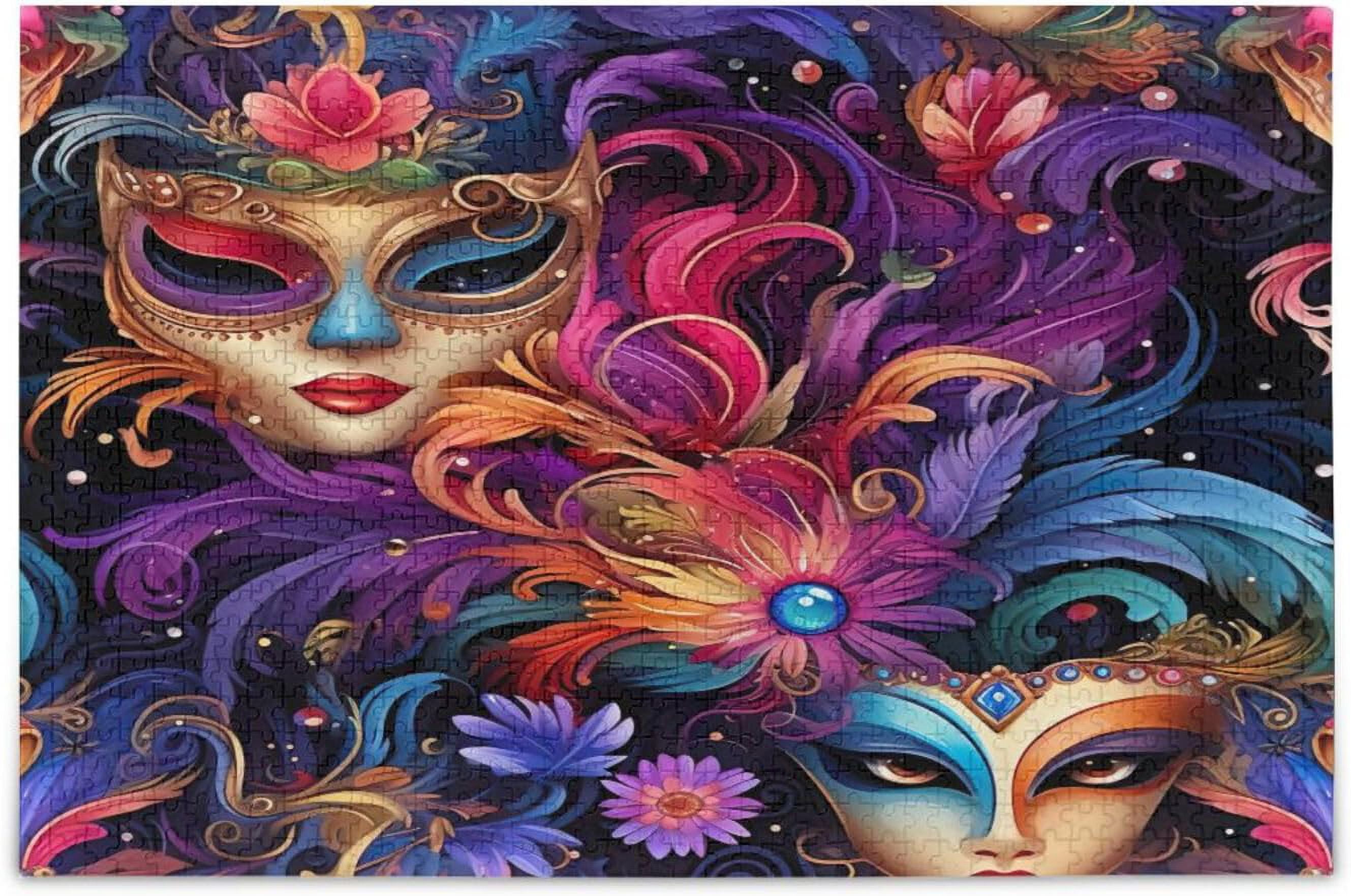 Dreamtimes Colorful Mardi Gras Puzzle 1000 Pieces - Wooden Jigsaw ...