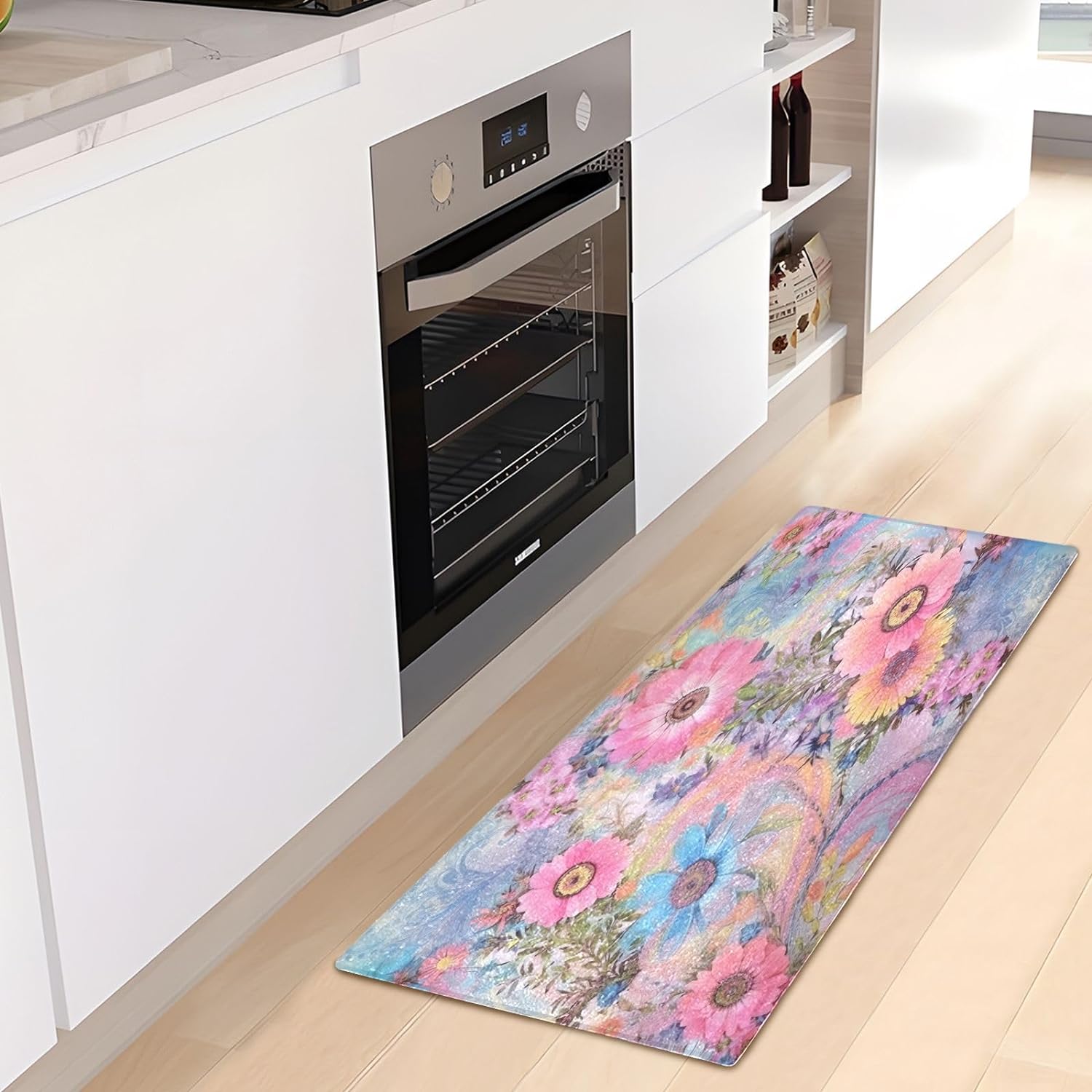 Dreamtimes Colorful Modern Floral Kitchen Mat 20"x39", Non Skid Kitchen ...