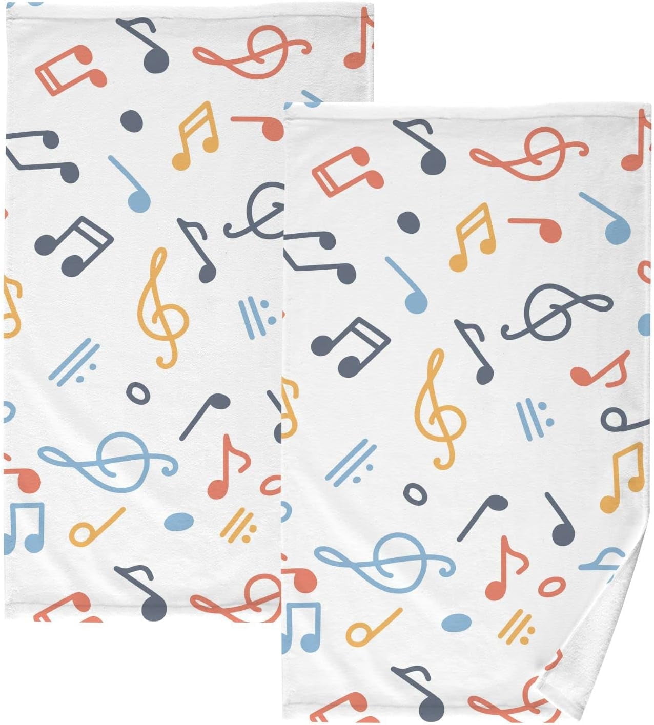Dreamtimes Colorful Music Notes Musical Hand Towels for Bathroom 100% ...