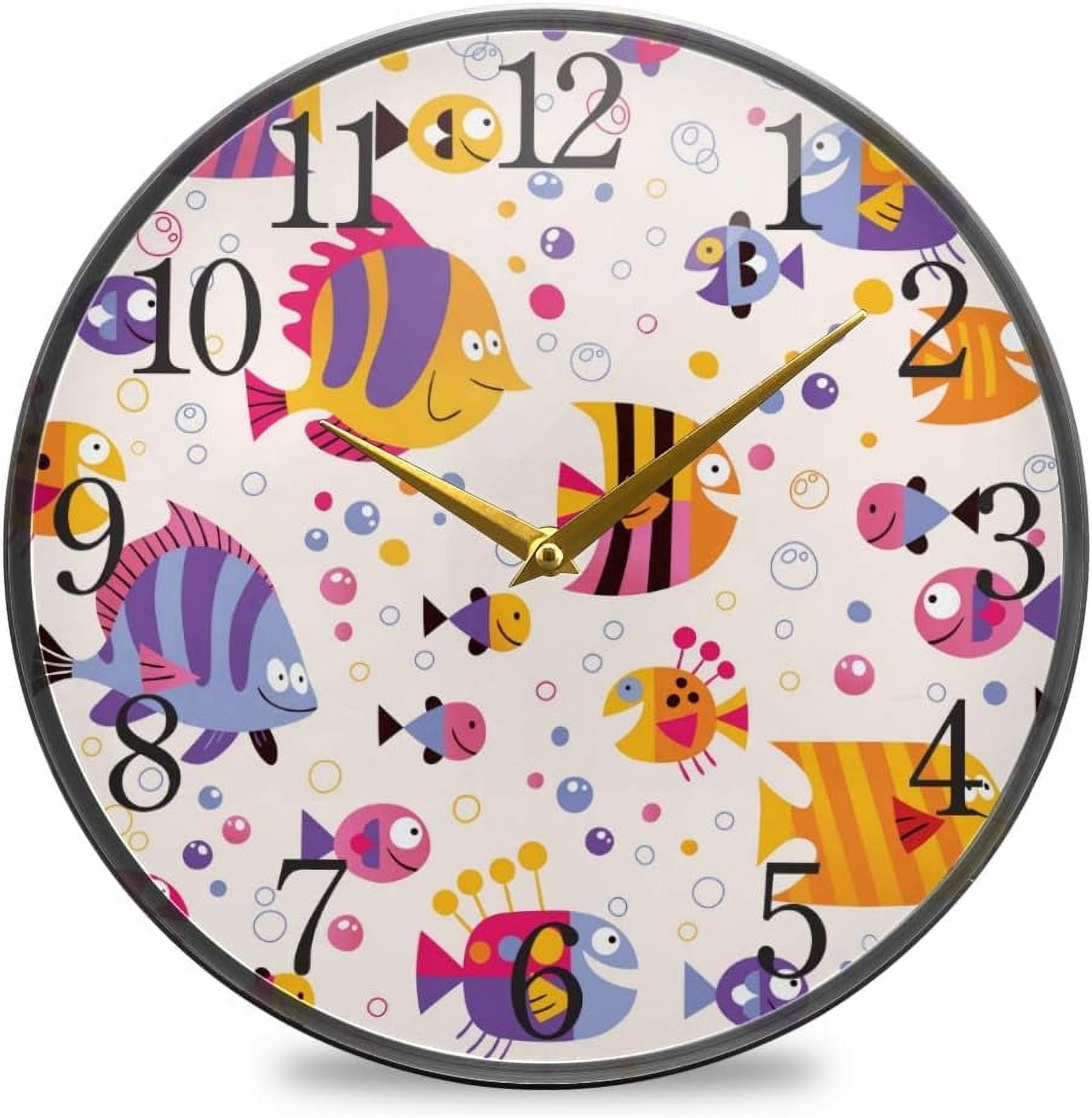 Dreamtimes Colorful Sea Fish Pattern Wall Clock Silent Non Ticking 10 ...