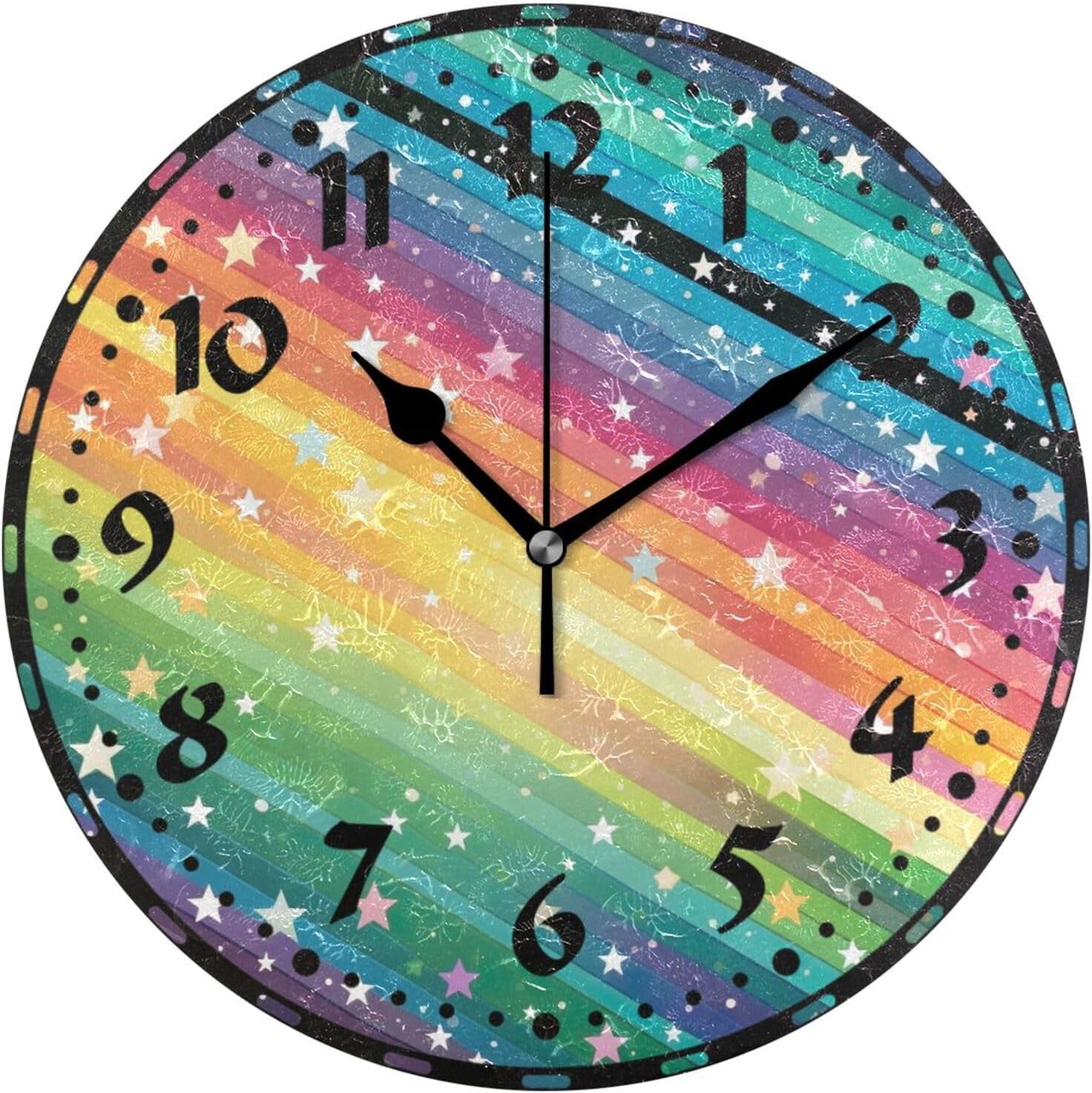 Dreamtimes Colorful Striped Wall Clock, Silent Non Ticking 10 Inch ...