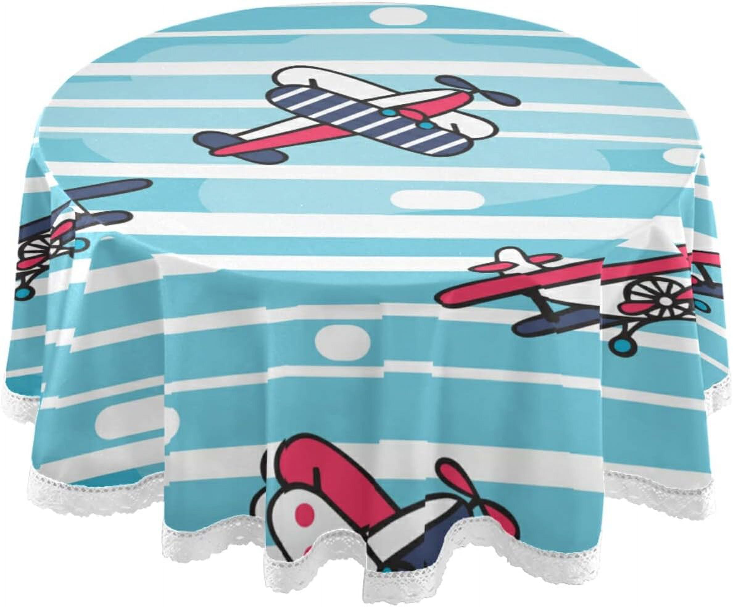 Dreamtimes Colorful Vintage Airplanes Round Tablecloth 60", Table Cover ...