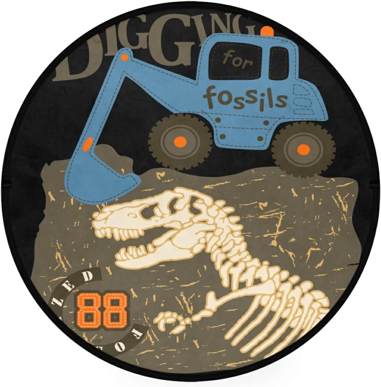 Dreamtimes Construction Car Digging for Fossils Round Area Rug 3Ft ...