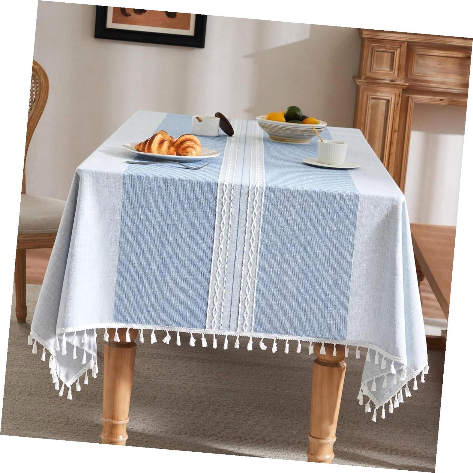 Dreamtimes Contrast Linen Table Cloth Rectangle Table Cloths 60x104 ...