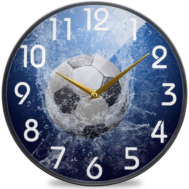 Dreamtimes Cool Soccer Ball into Water Round Wall Clock, 12 Inch Silent ...