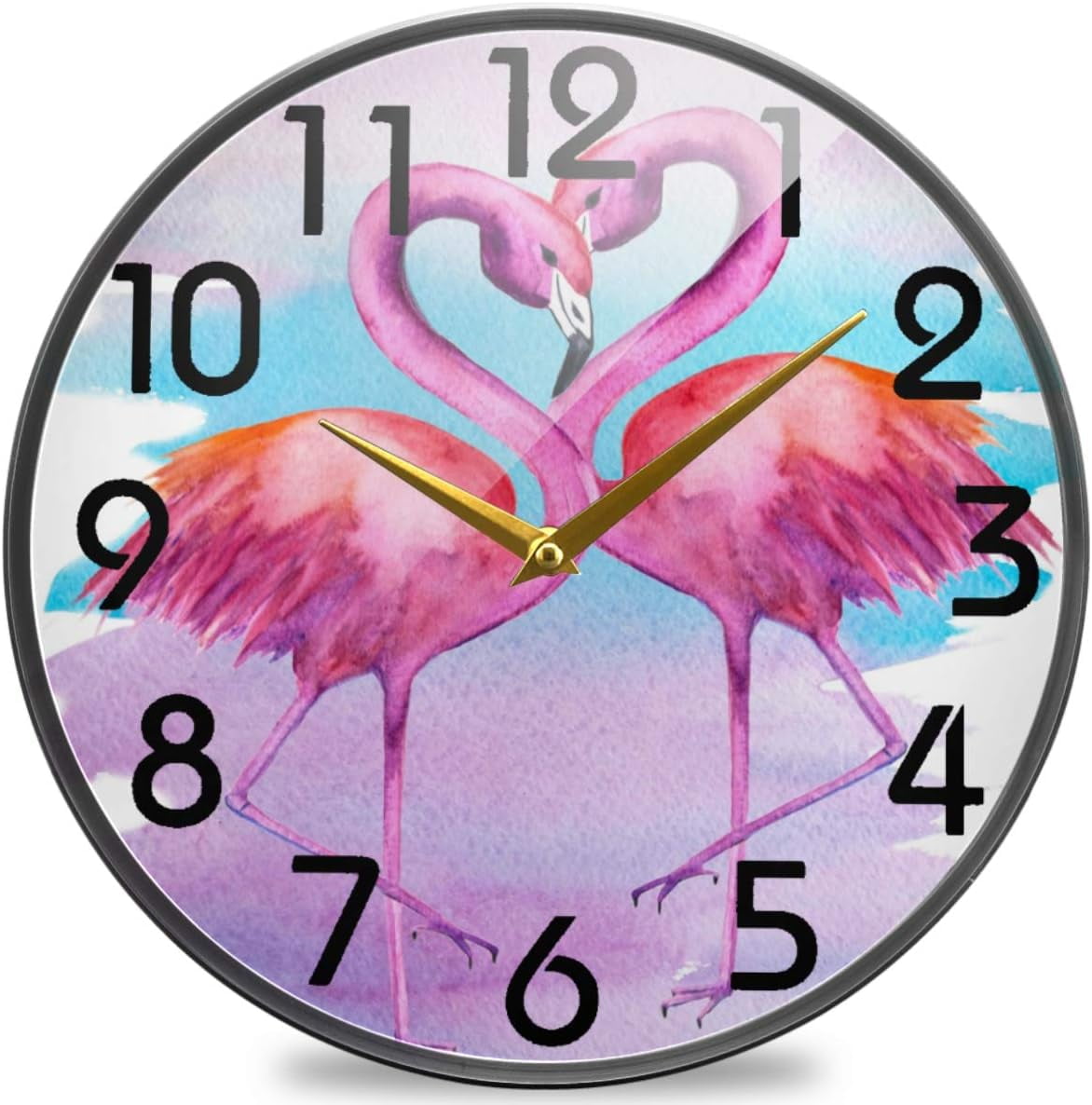 Dreamtimes Couple Two Flamingo Painting Print Round Wall Clock, 12 Inch ...