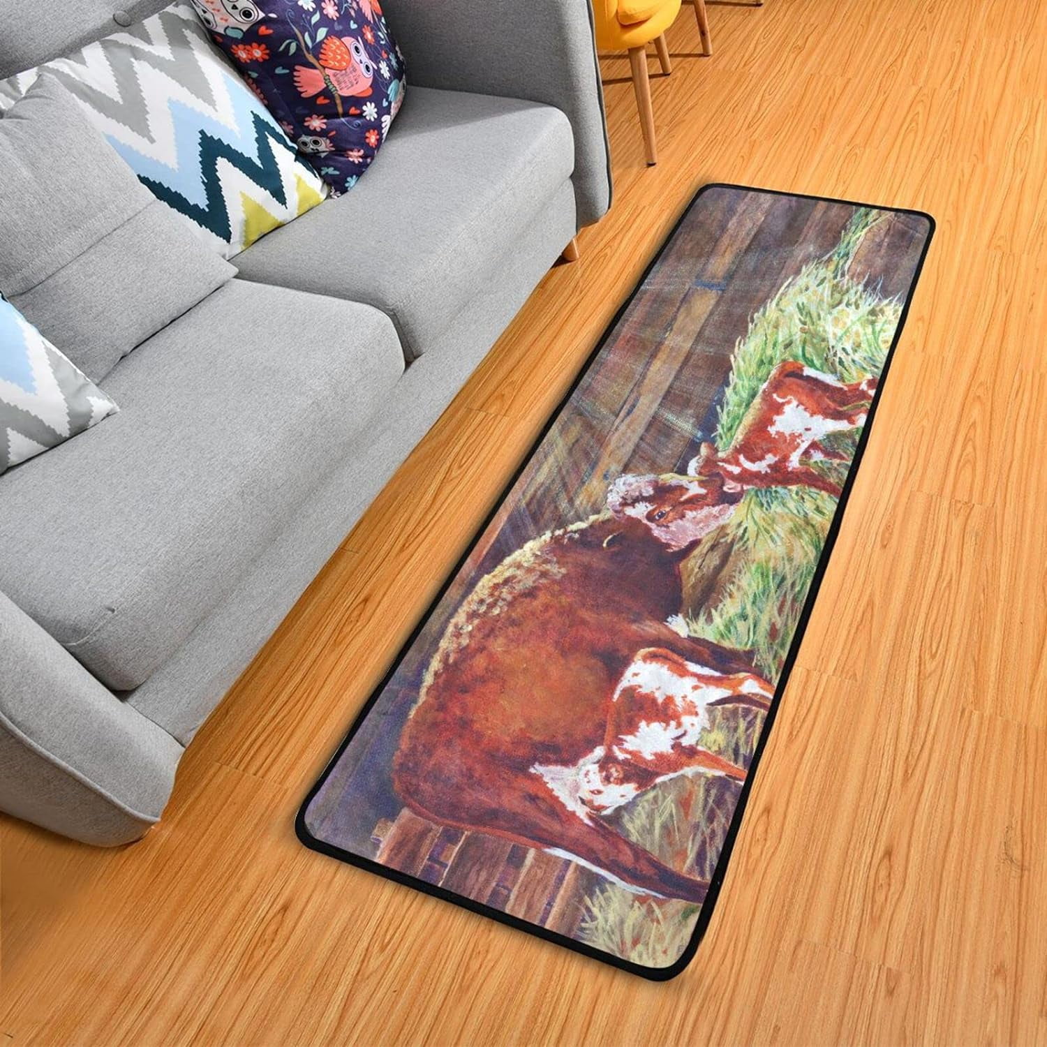 Dreamtimes Cow Cattle Calf Farm Hallway Runner Rug 2'x6' Kitchen Rug ...