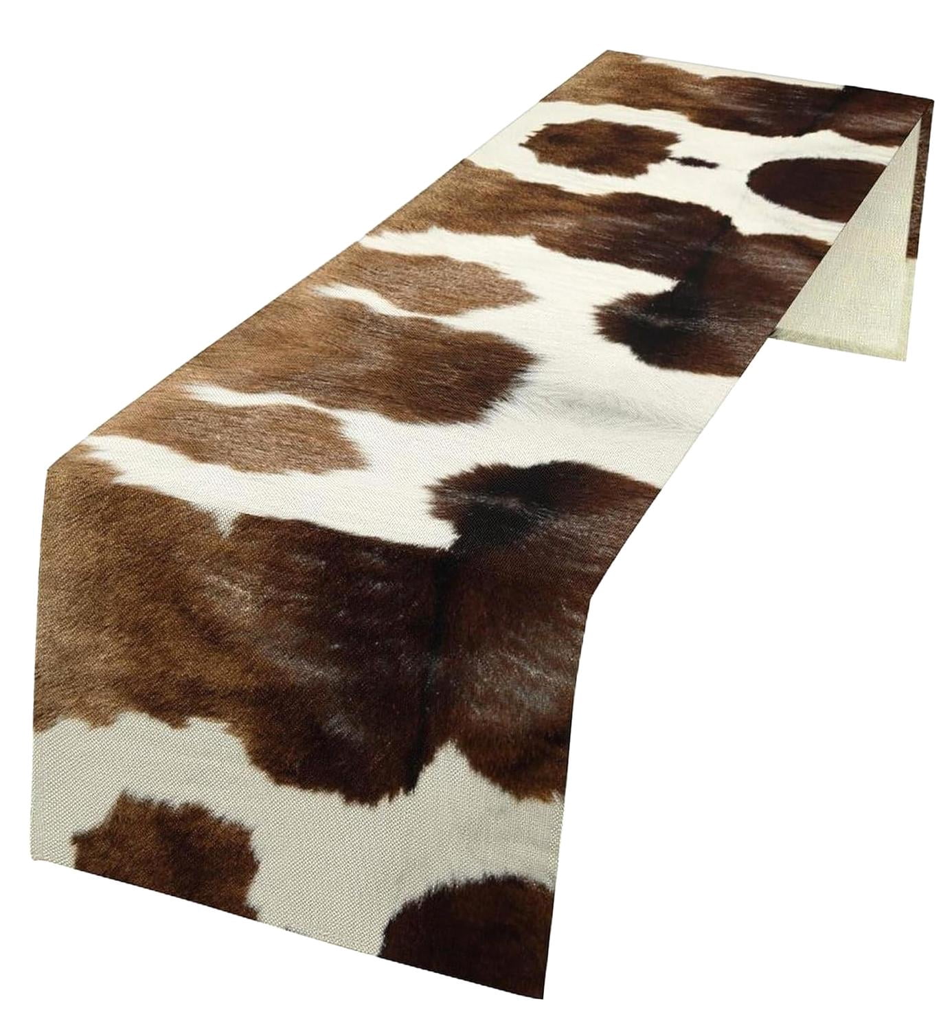 Dreamtimes Cow Print Table Runner, Brown Cowhide Print Western Style ...