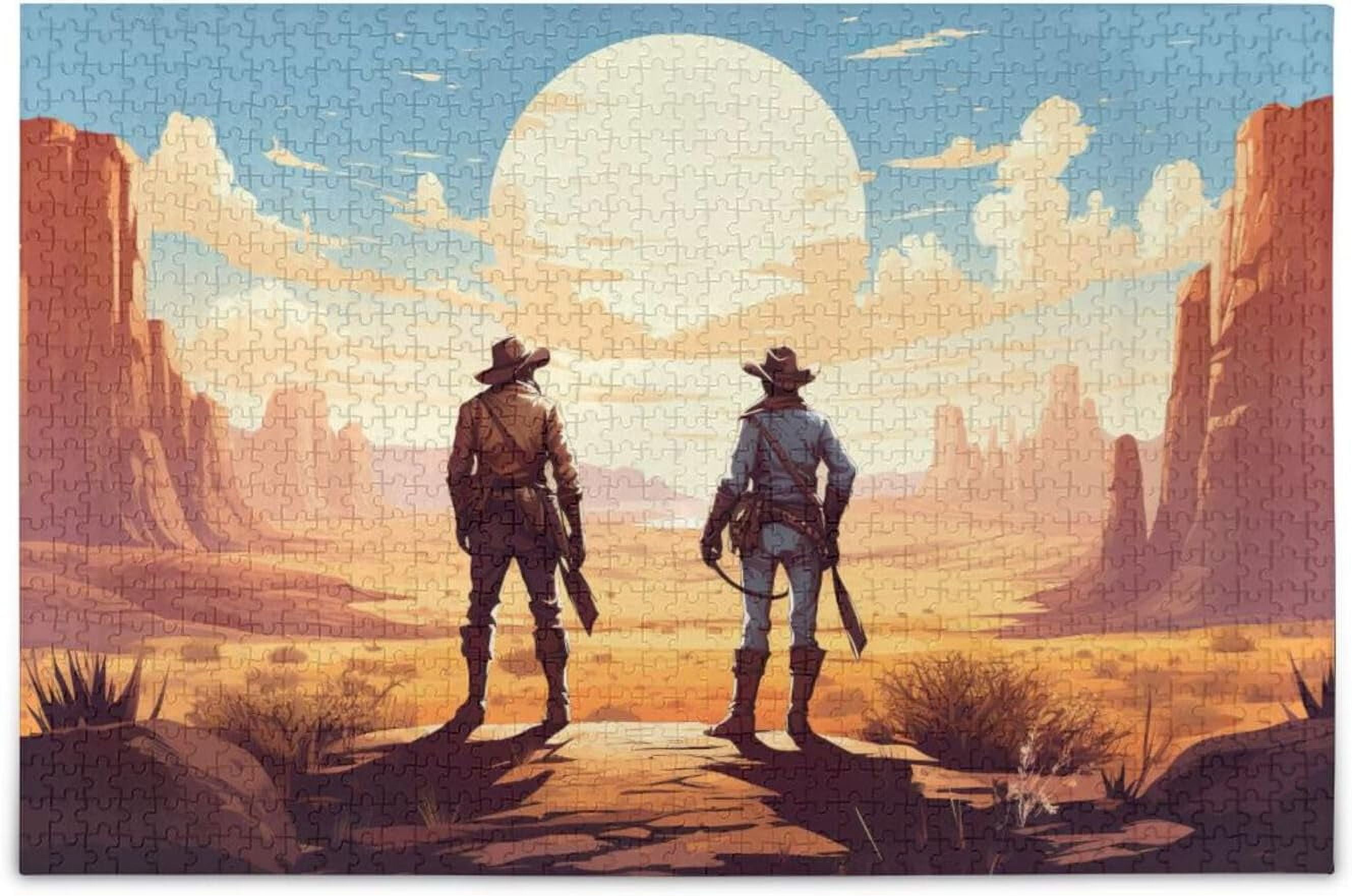 Dreamtimes Cowboys Pattern Puzzle 1000 Pieces - Wooden Jigsaw Puzzles ...