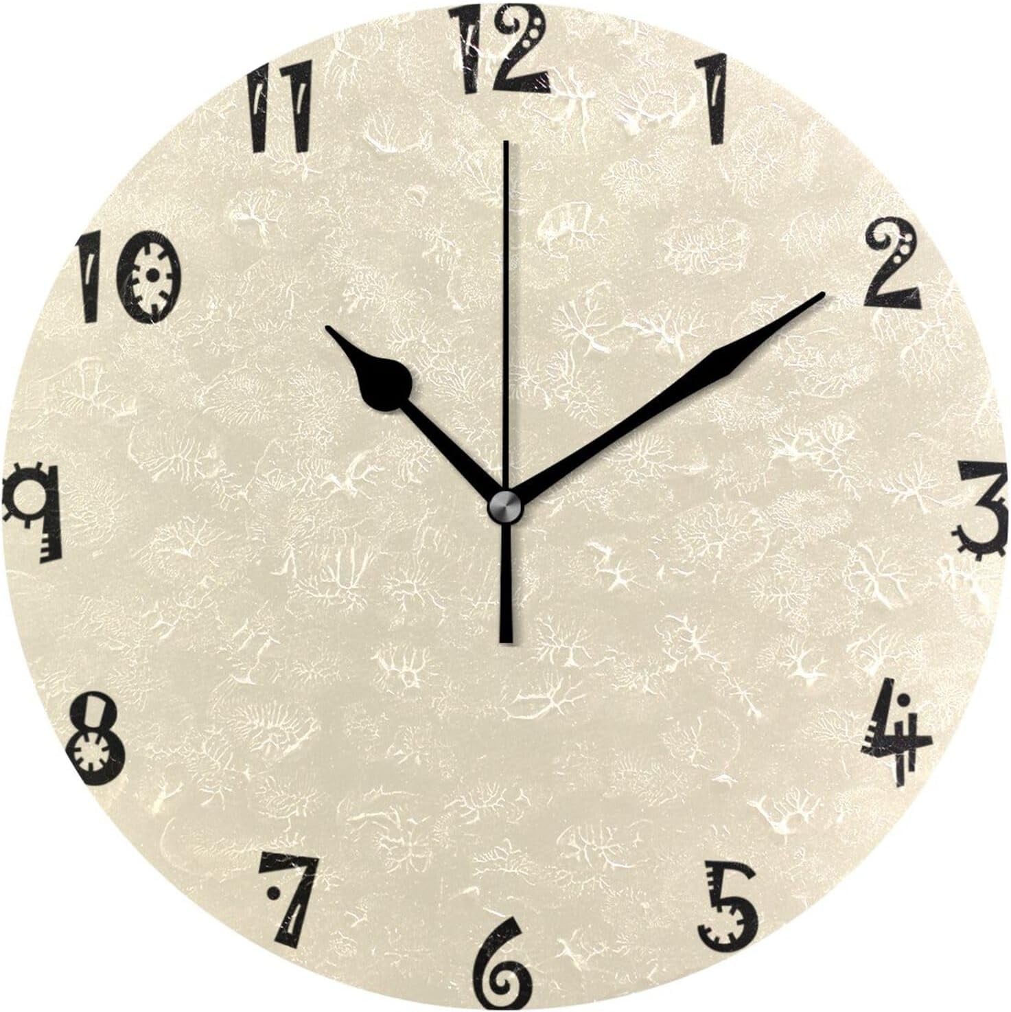 Dreamtimes Cream Color Wall Clock,Silent Non Ticking 10 Inch Battery ...