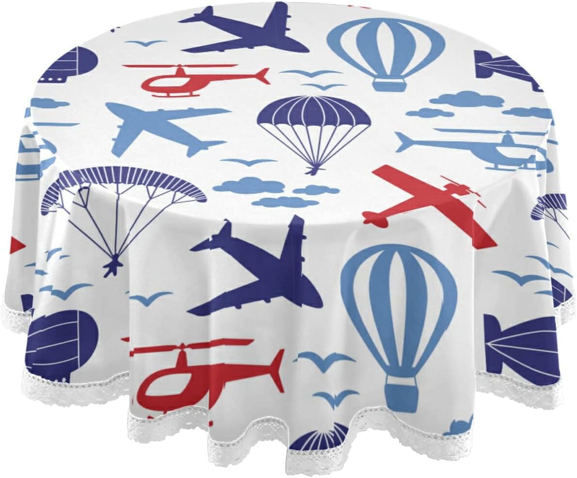Dreamtimes Cute Airplane Round Tablecloth 60", Table Cover Water ...
