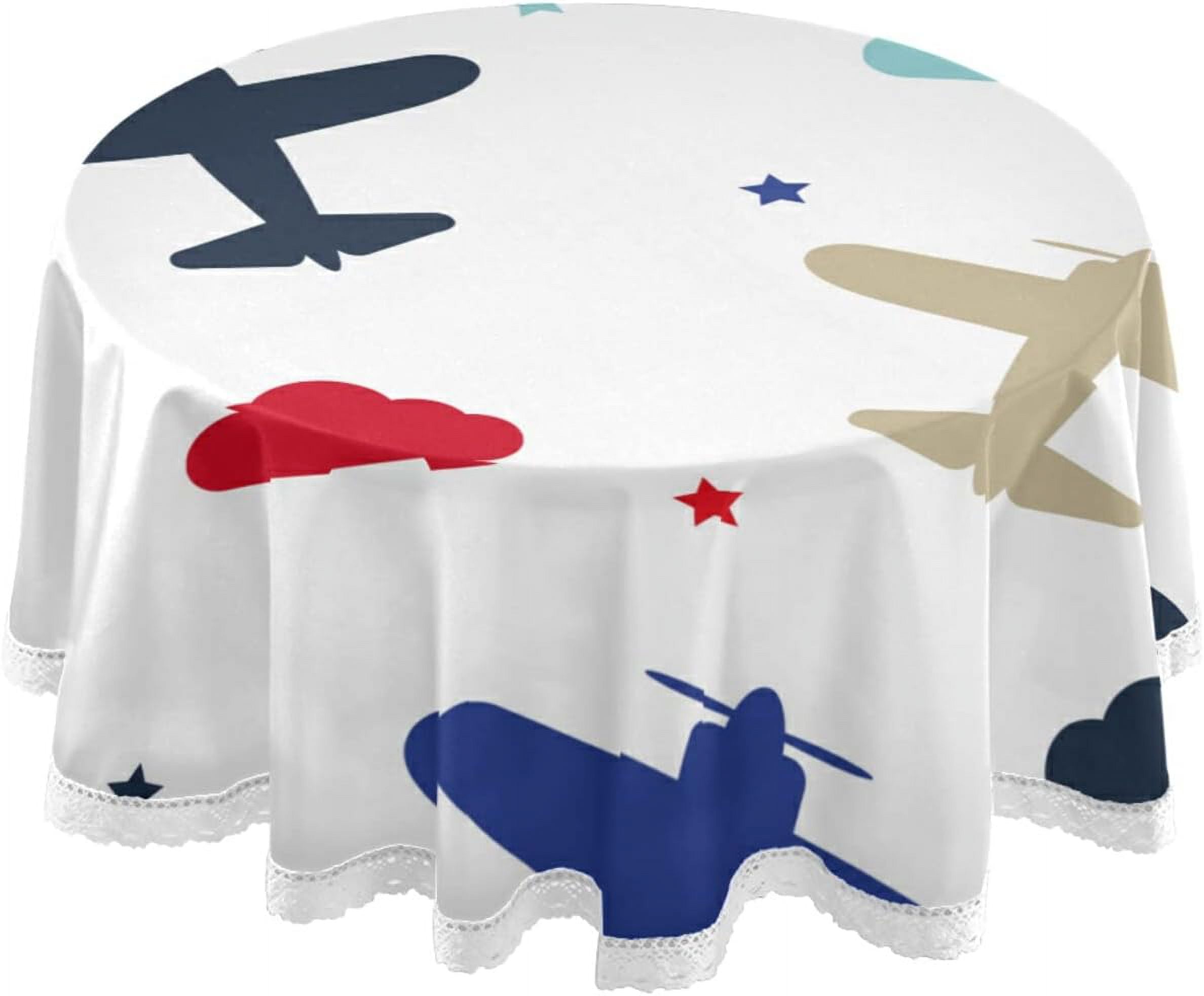 Dreamtimes Cute Airplane Round Tablecloth 60", Table Cover Water ...