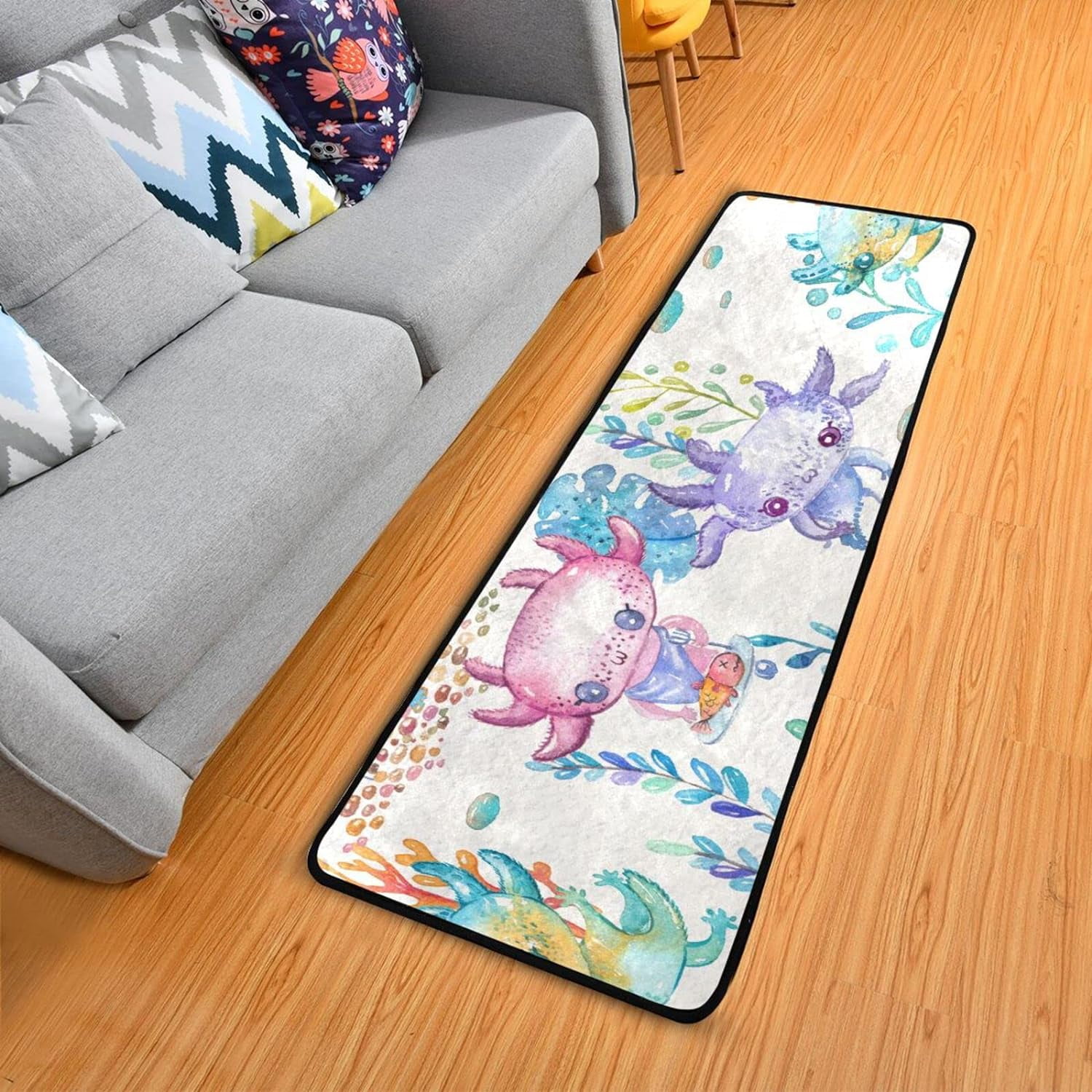 Dreamtimes Cute Axolotl Hallway Runner Rug 2'x6' Kitchen Rug with ...