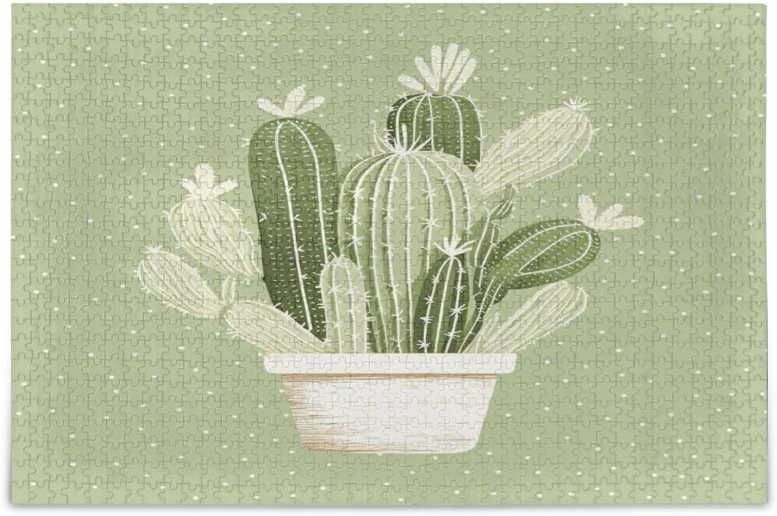 Dreamtimes Cute Cactus Green Puzzle 1000 Pieces - Wooden Jigsaw Puzzles ...