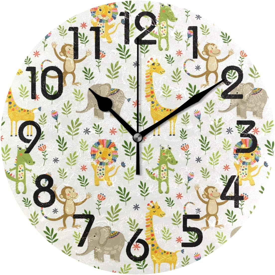 Dreamtimes Cute Cartoon Animal Lion Giraffe Monkey and Crocodile Round ...
