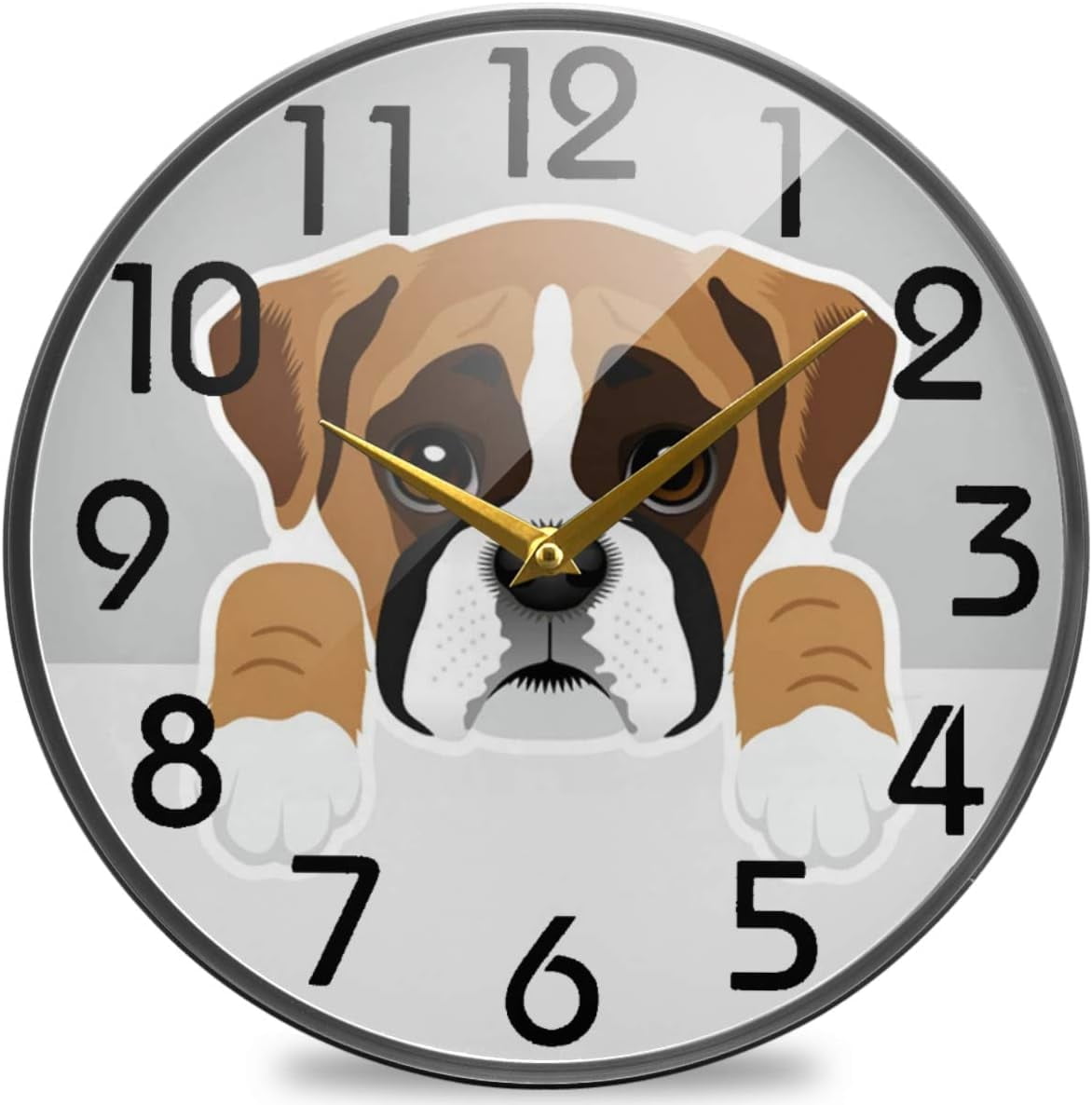 Dreamtimes Cute Cartoon Boxer Dog Print Round Wall Clock, 12 Inch ...
