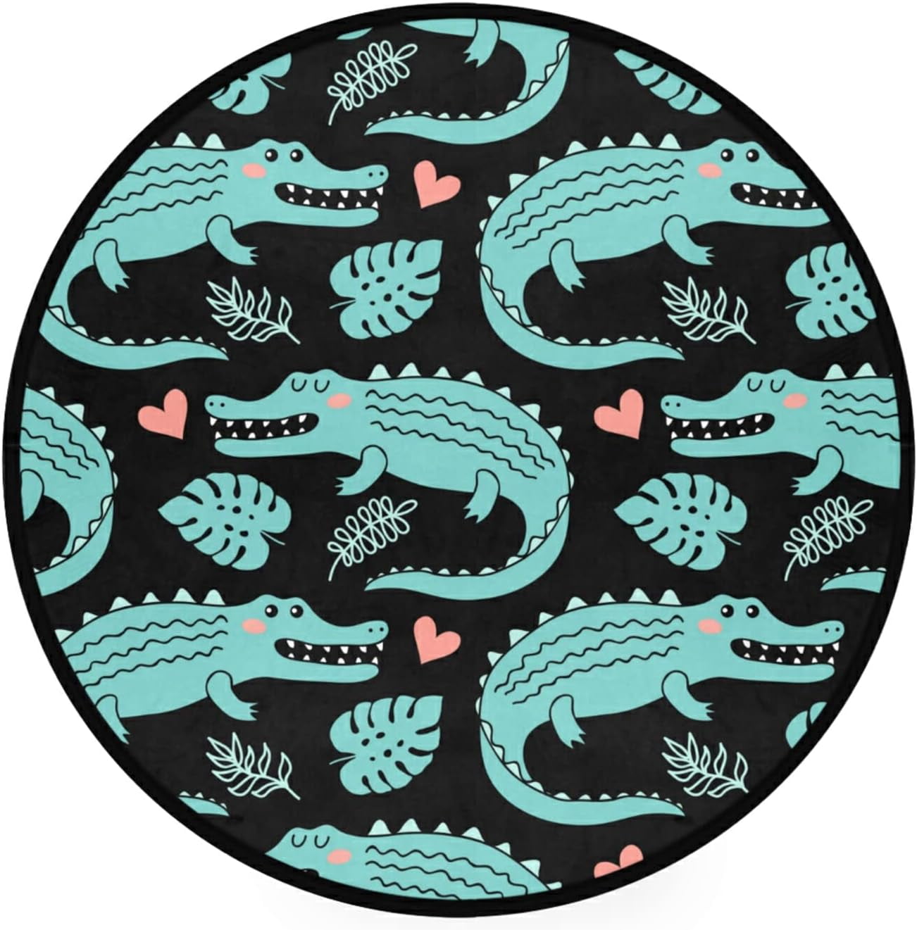 Dreamtimes Cute Cartoon Crocodile Alligator Round Area Rug 3Ft Small ...