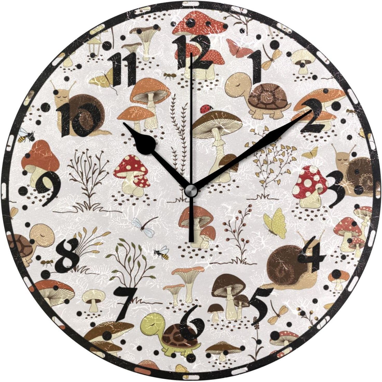Dreamtimes Cute Cartoon Mushrooms Wall Clock, Silent Non Ticking 10 ...