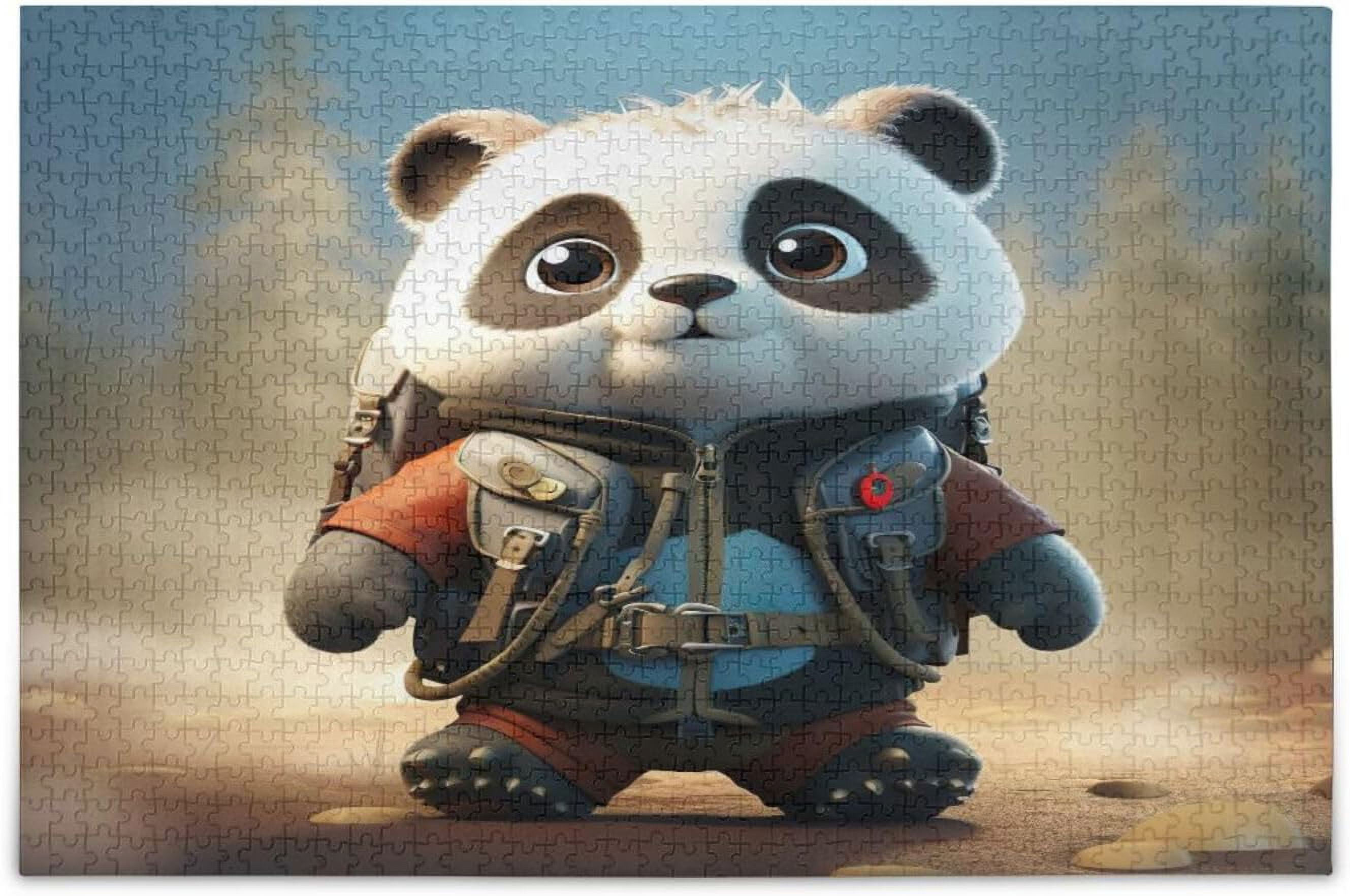 Dreamtimes Cute Cartoon Panda Puzzle 1000 Pieces - Wooden Jigsaw ...