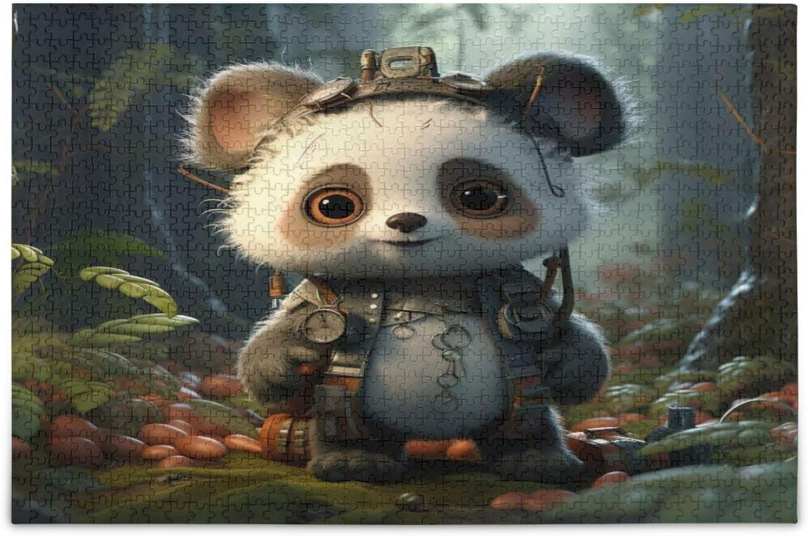 Dreamtimes Cute Cartoon Panda Puzzle 500 Pieces - Wooden Jigsaw Puzzles ...