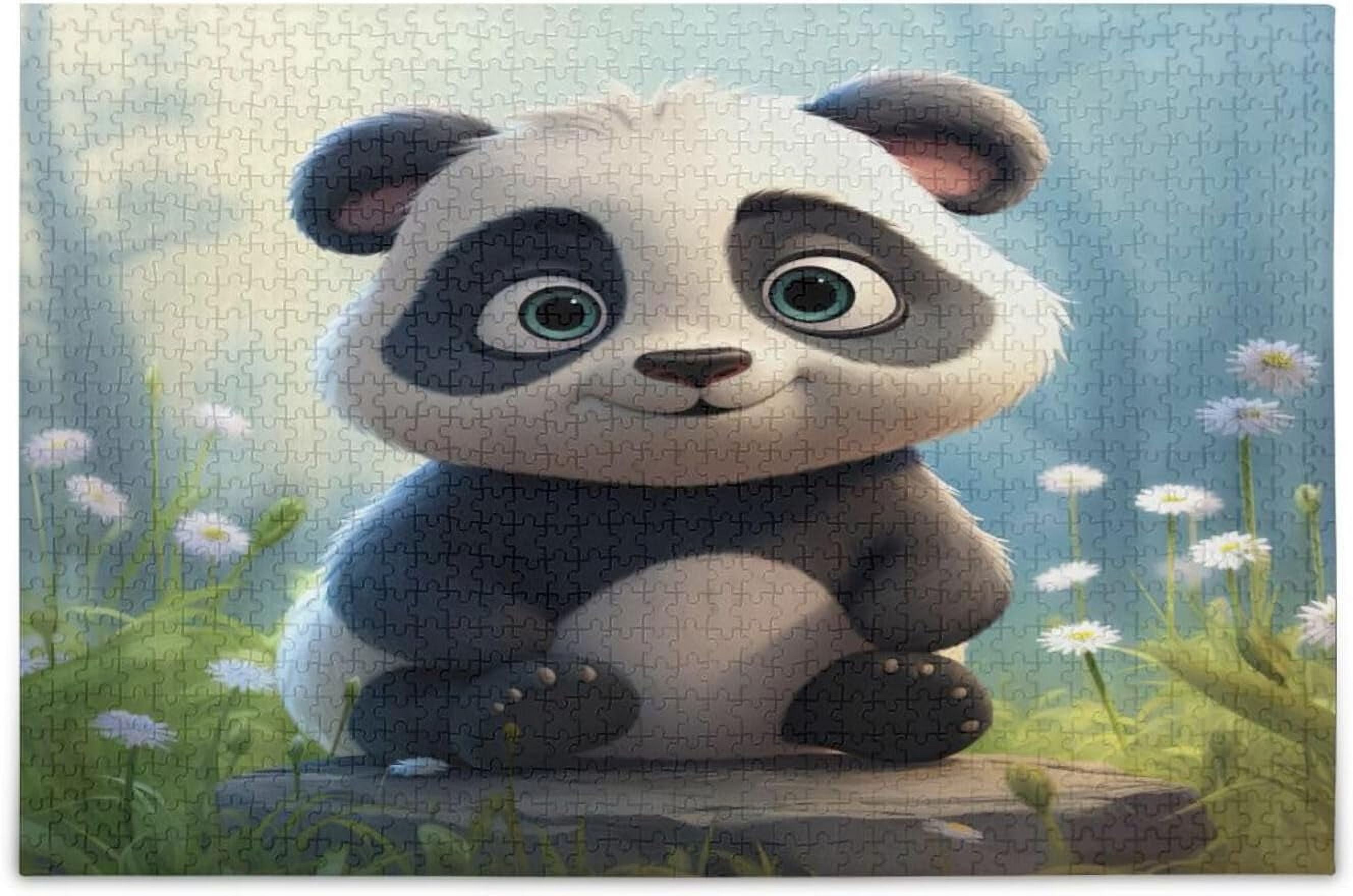 Dreamtimes Cute Cartoon Panda Puzzle 500 Pieces - Wooden Jigsaw Puzzles ...