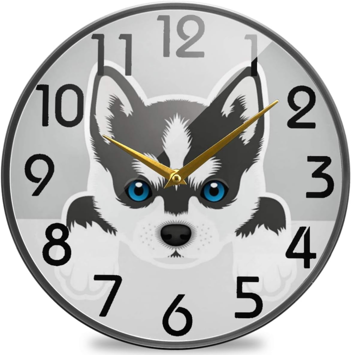 Dreamtimes Cute Cartoon Siberian Husky Dog Print Round Wall Clock, 12 ...