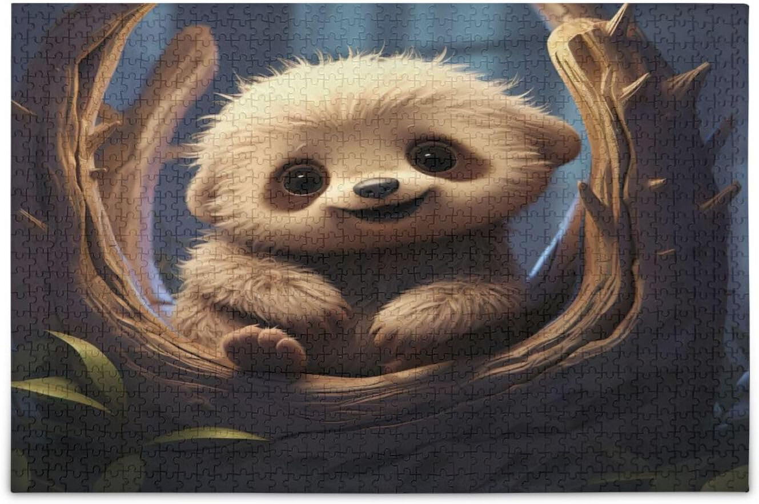 Dreamtimes Cute Cartoon Sloth Puzzle 1000 Pieces - Wooden Jigsaw ...