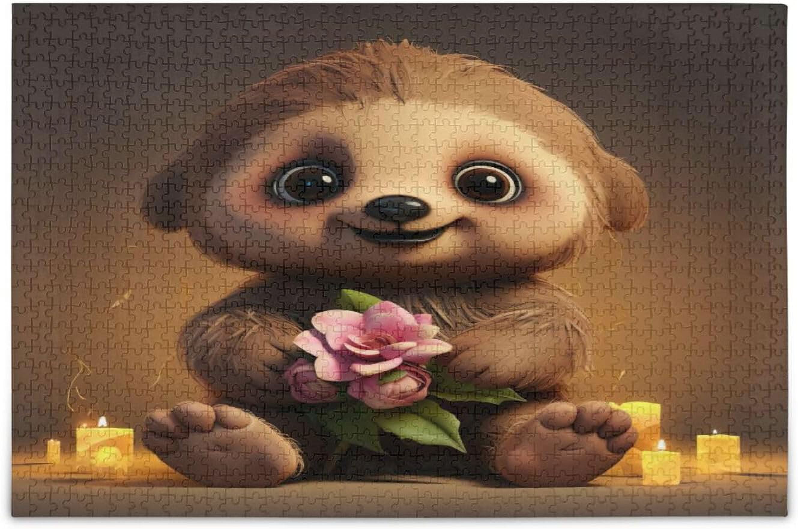 Dreamtimes Cute Cartoon Sloth Puzzle 1000 Pieces - Wooden Jigsaw ...