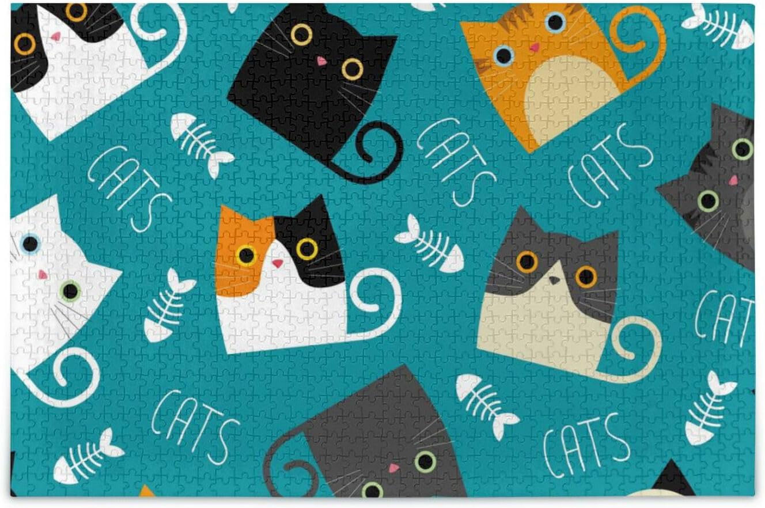 Dreamtimes Cute Cat Jigsaw Puzzle for Adults Teens Kids, 500 Pieces Wooden Puzzle Fun Family ...