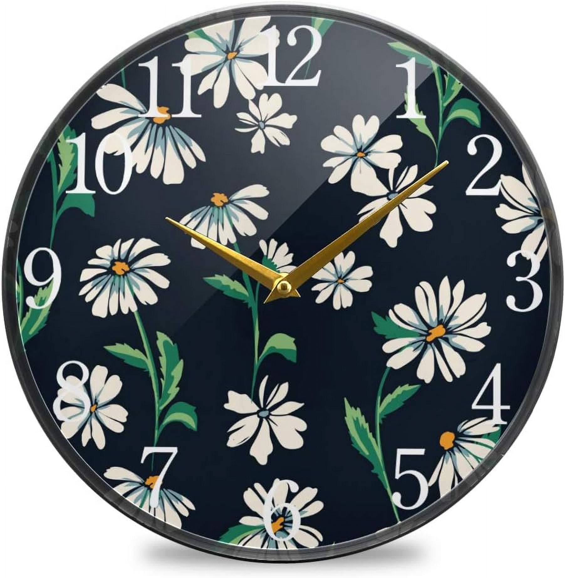 Dreamtimes Cute Daisy Flower Pattern Wall Clock Silent Non Ticking 12 ...