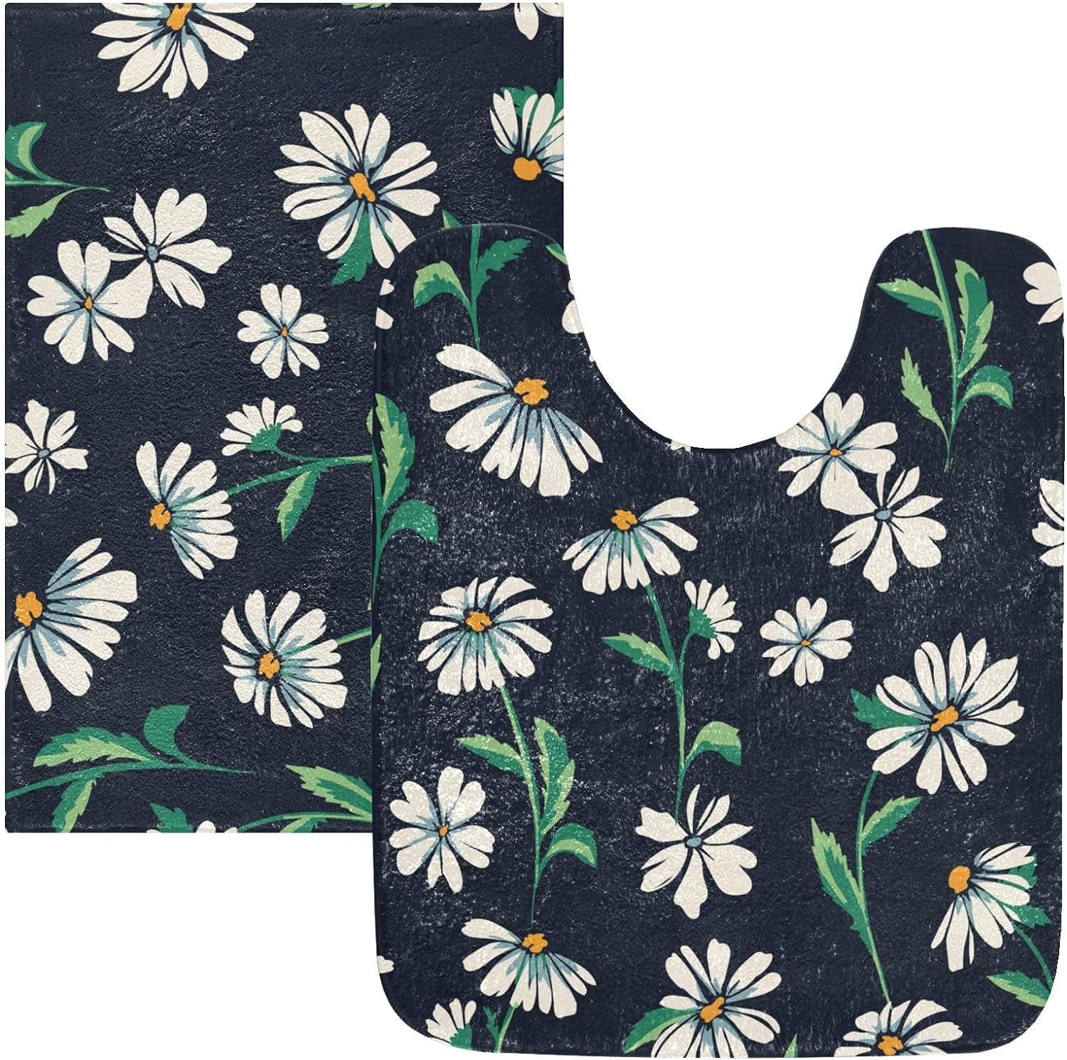 Dreamtimes Cute Daisy Flower Print Floral Bath Mat for Bathroom Shower ...
