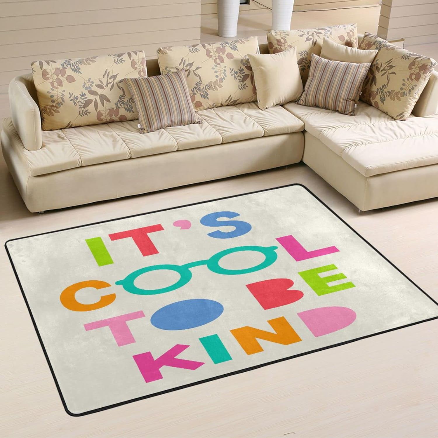 Dreamtimes Cute Design Quote Area Rug 72 X48in It S Cool To Be Kind Non