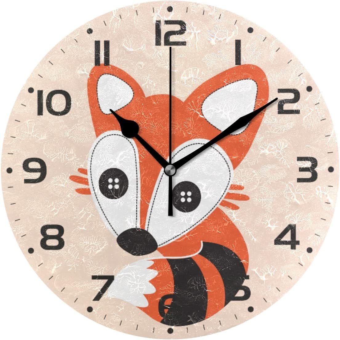 Dreamtimes Cute Fox Wall Clock, 10 Inch Silent Non Ticking Round Clock ...