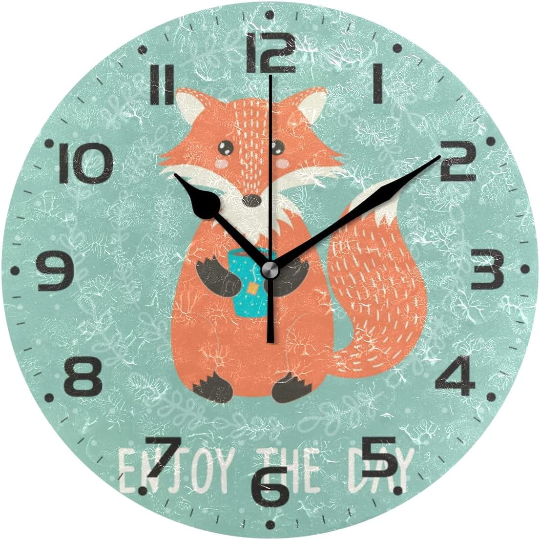Dreamtimes Cute Fox Wall Clock, 10 Inch Silent Non Ticking Round Clock ...