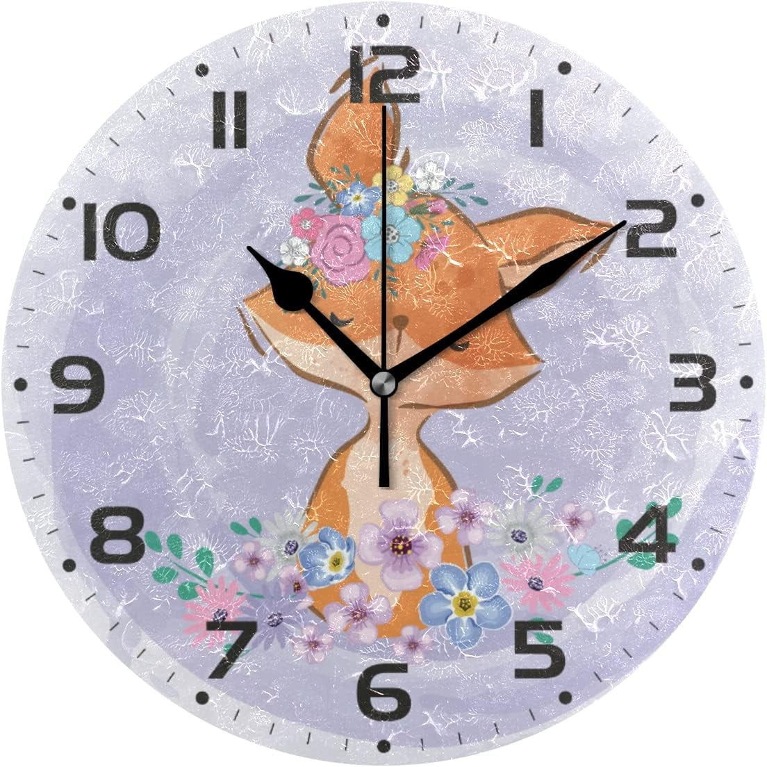 Dreamtimes Cute Fox Wall Clock, 10 Inch Silent Non Ticking Round Clock ...