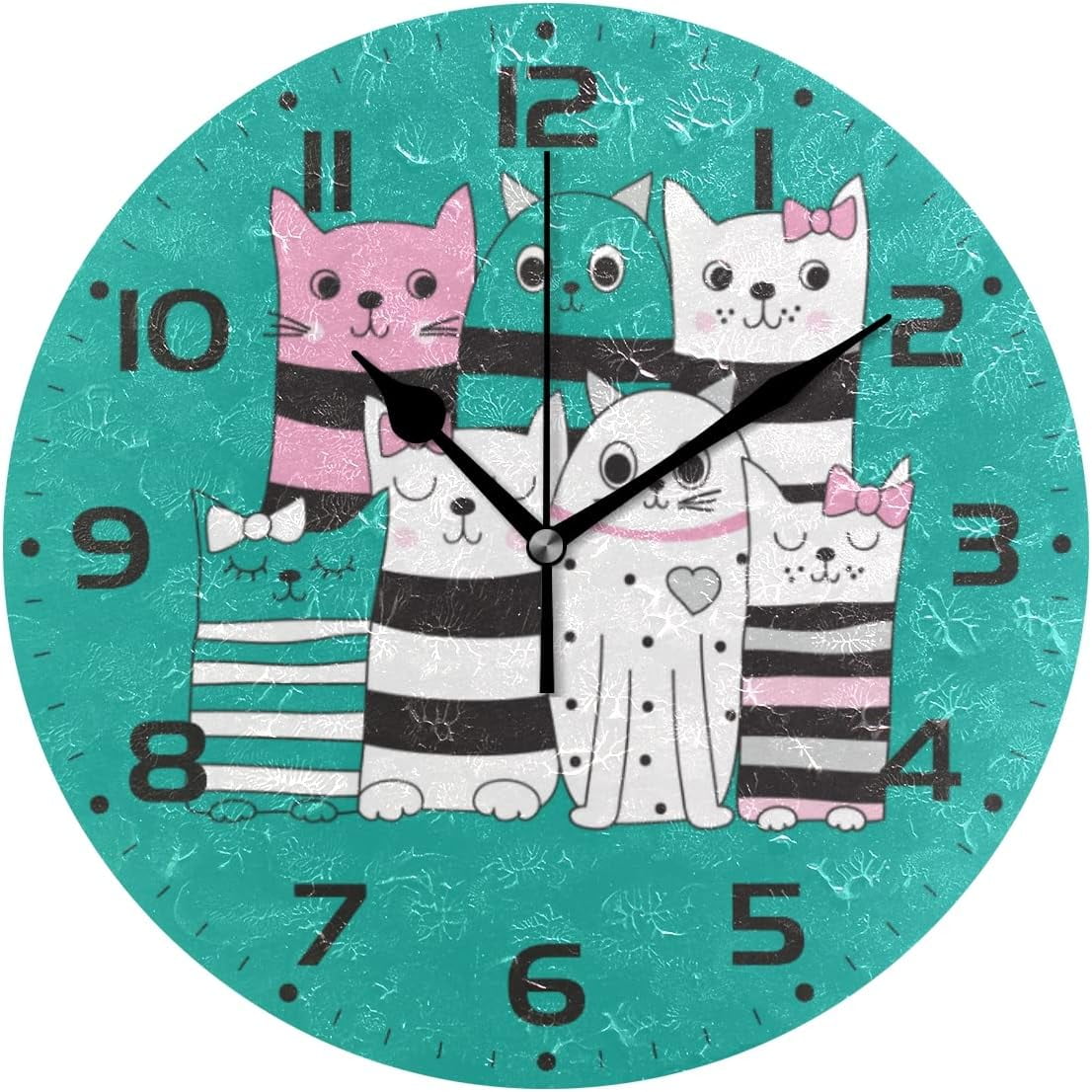 Dreamtimes Cute Funny Cats Wall Clock, 10 Inch Silent Non Ticking Round ...