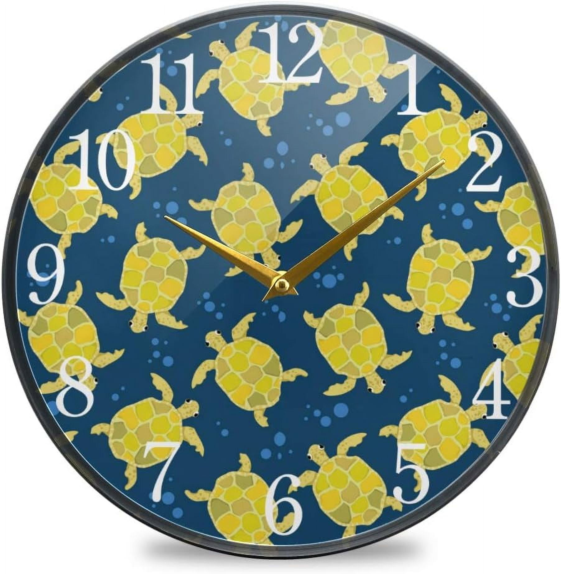 Dreamtimes Cute Funny Turtles Pattern Wall Clock Silent Non Ticking 10 ...