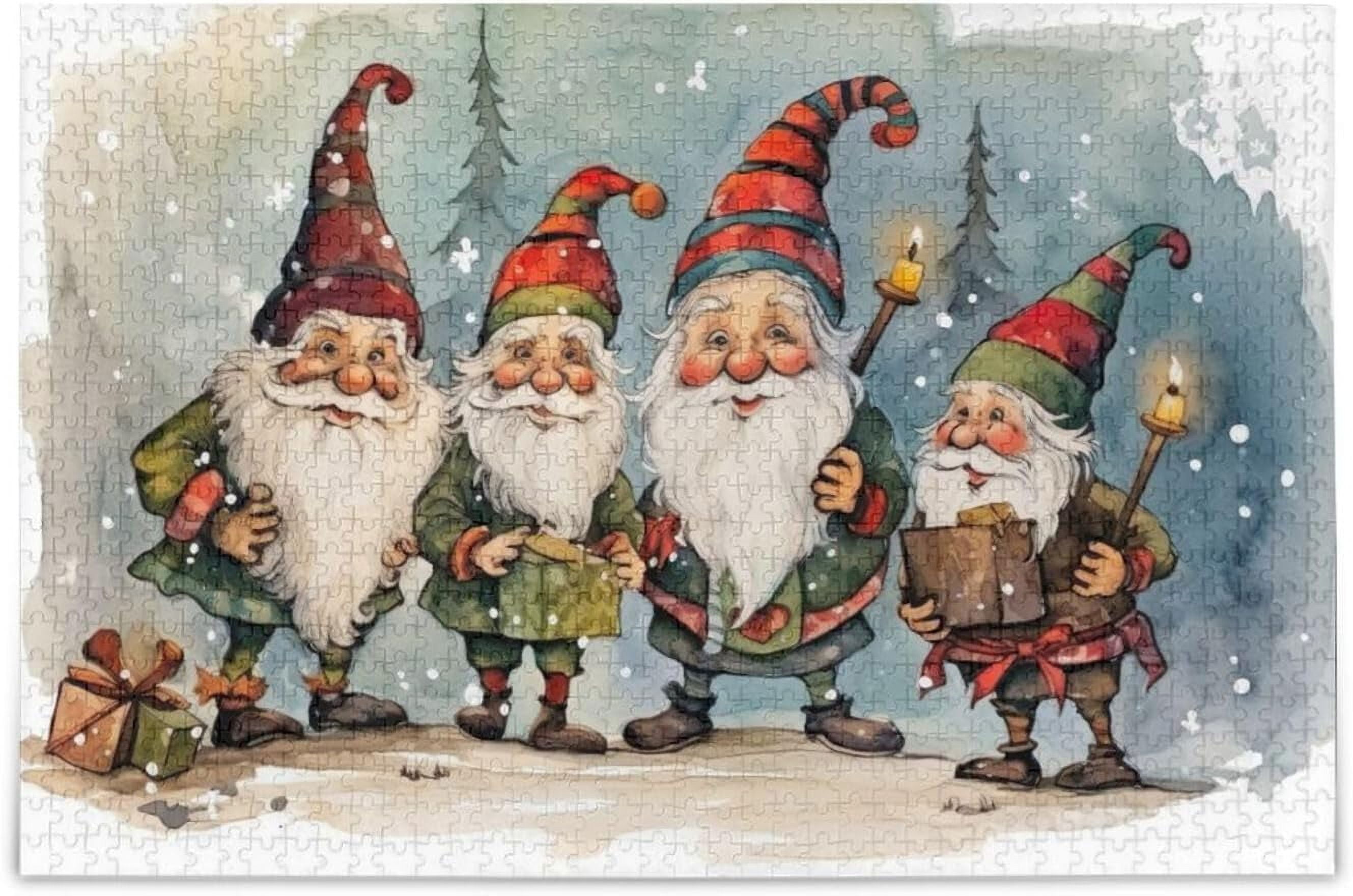 Dreamtimes Cute Gnomes Christmas Puzzle 1000 Pieces - Wooden Jigsaw ...