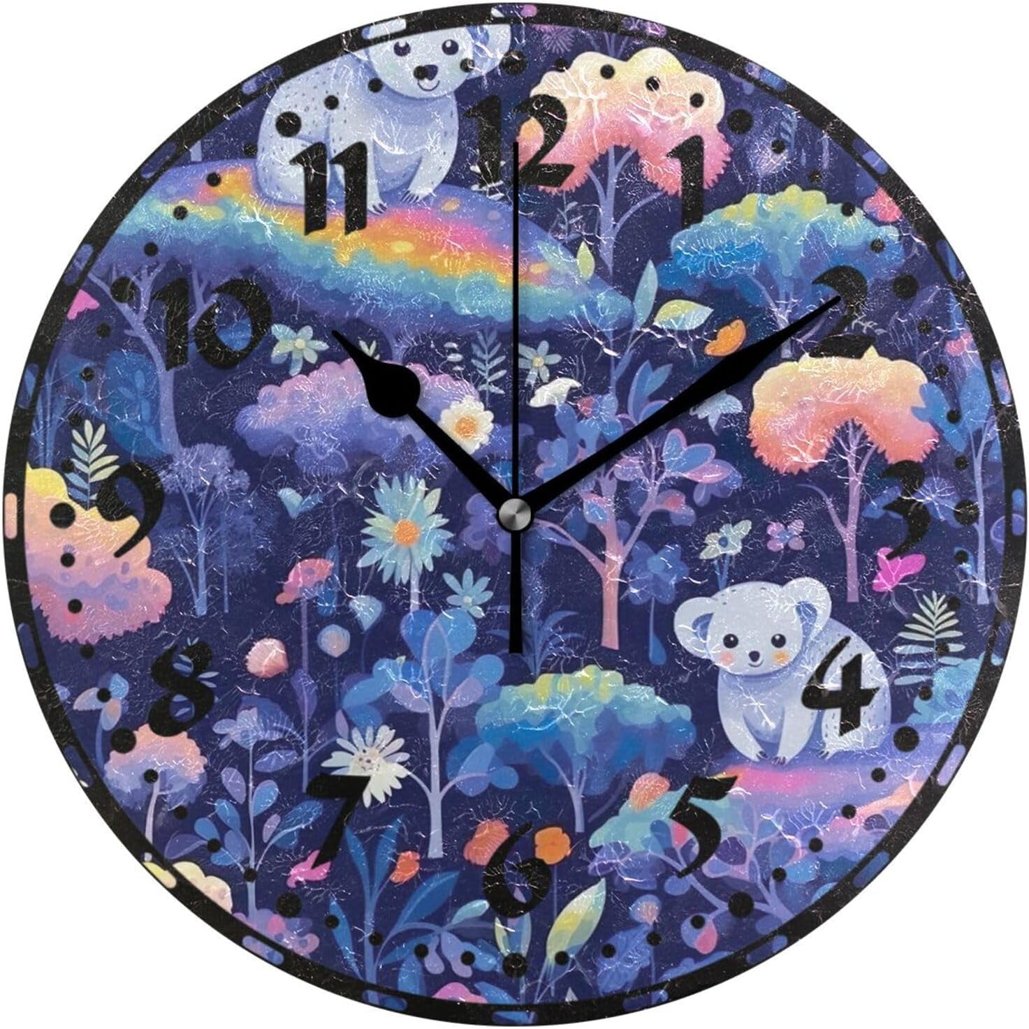 Dreamtimes Cute Koala Pattern Wall Clock, Silent Non Ticking 10 Inch ...