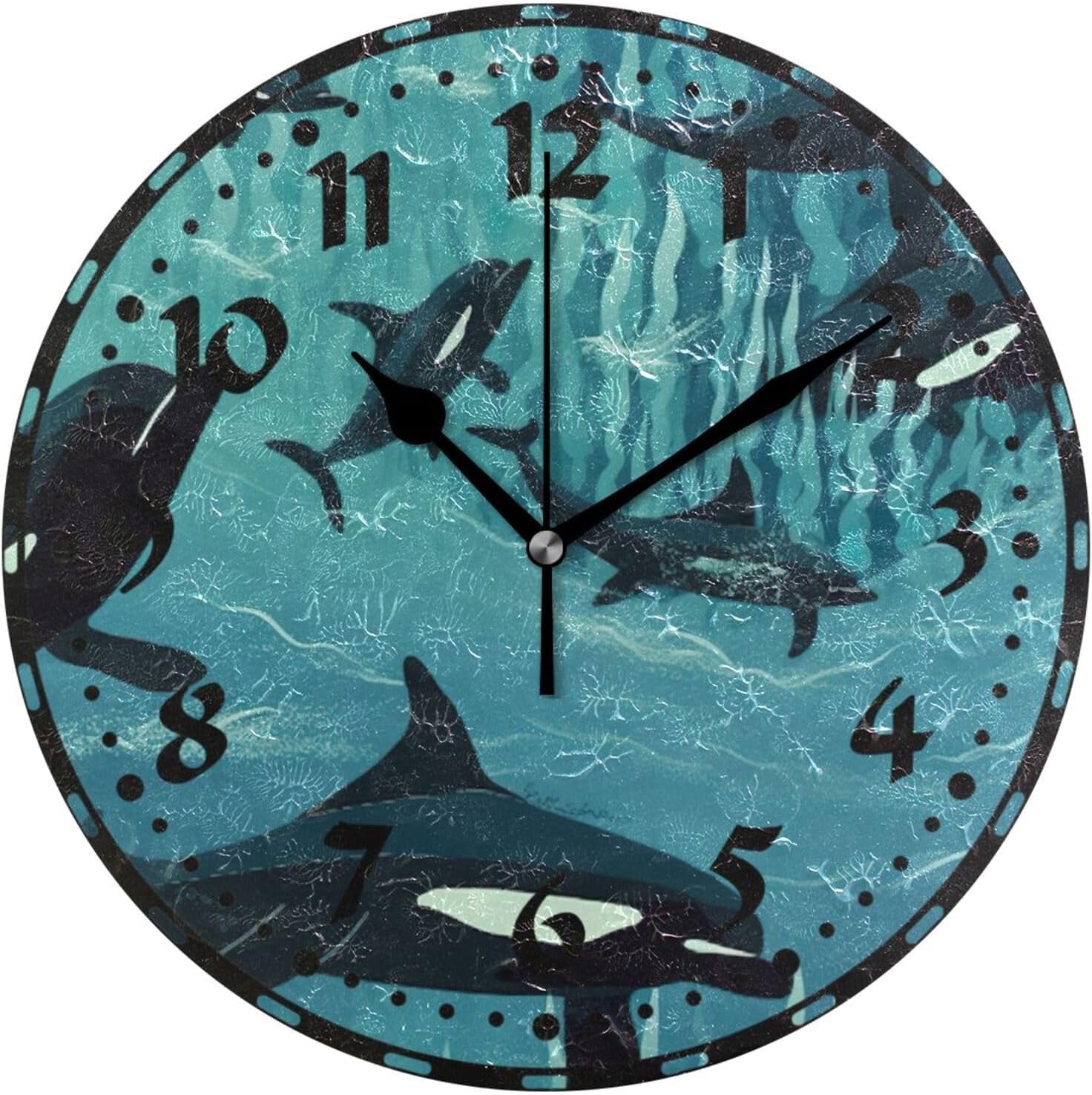 Dreamtimes Cute Orca Whales Wall Clock, Silent Non Ticking 10 Inch ...