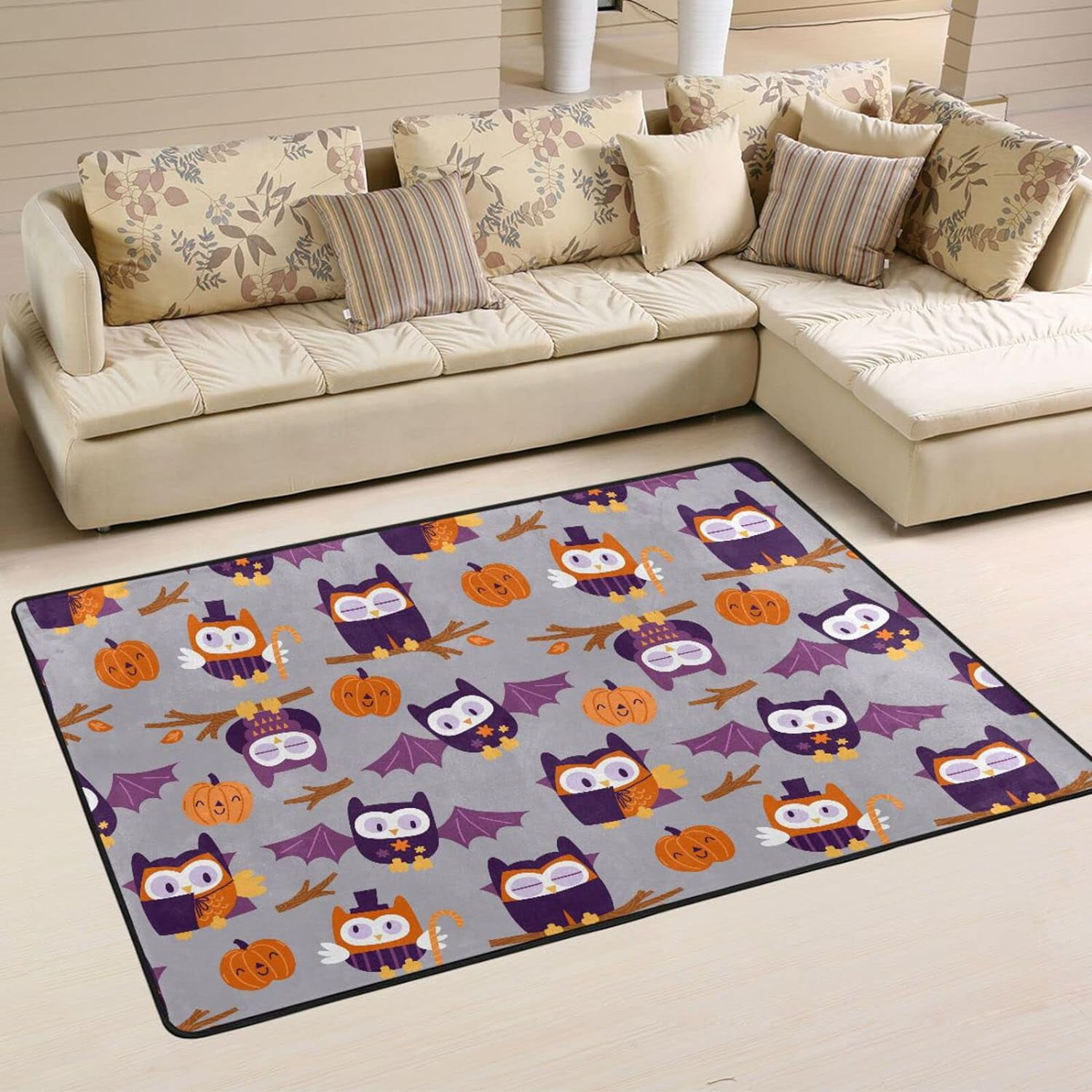 Dreamtimes Cute Owls Vampire Pumpkins Non-Slip Area Rug 36"x24 ...