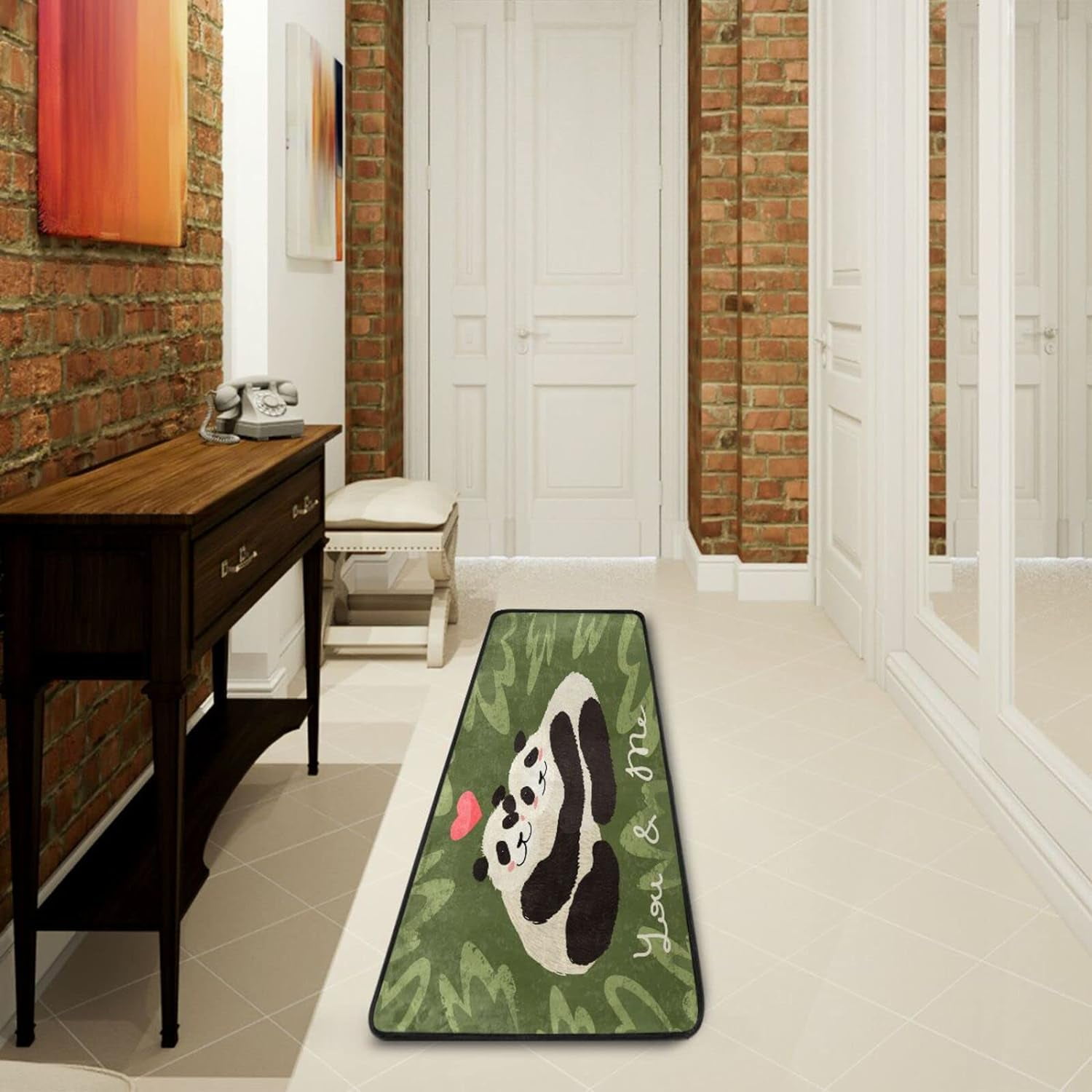 Dreamtimes Cute Panda Couple Heart Hallway Runner Rug 2'x6' Kitchen Rug ...