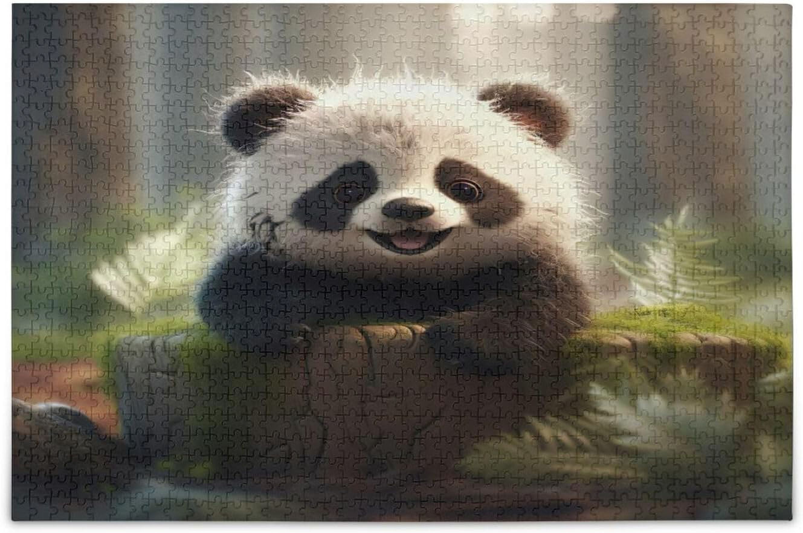 Dreamtimes Cute Panda Puzzle 1000 Pieces - Wooden Jigsaw Puzzles for ...