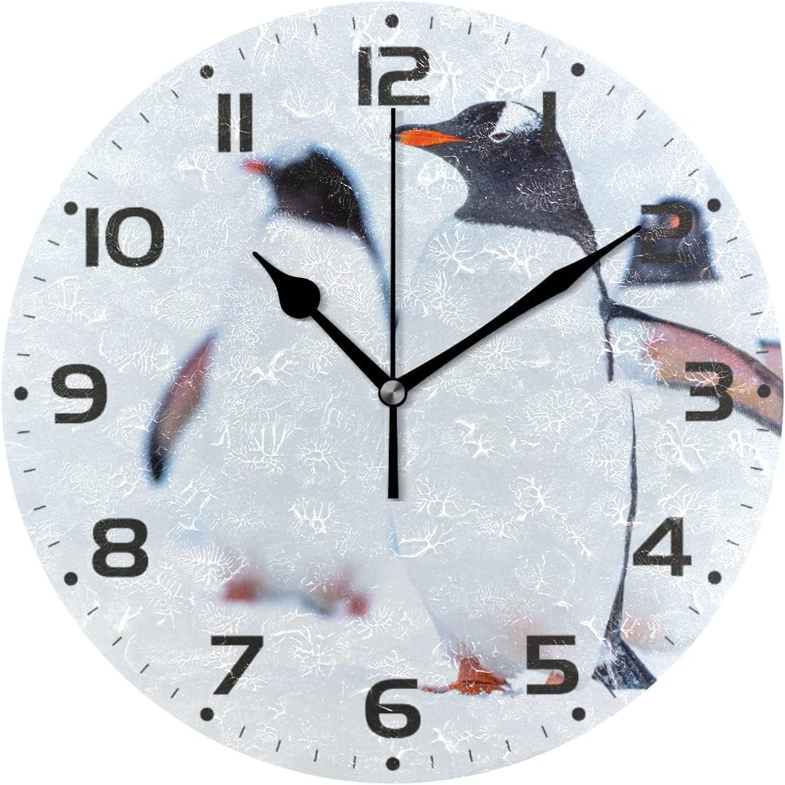 Dreamtimes Cute Penguin Wall Clock, 10 Inch Silent Non Ticking Round ...