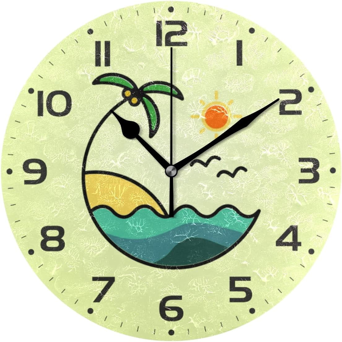 Dreamtimes Cute Simple Beach Wall Clock, 10 Inch Silent Non Ticking ...